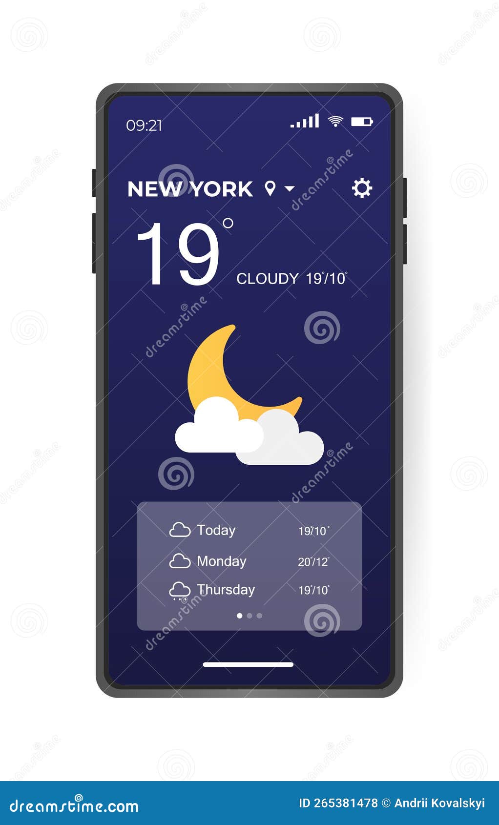 Mobile Weather App Interface Design Gui Elements For Weather Forecast Mobile App Realistic