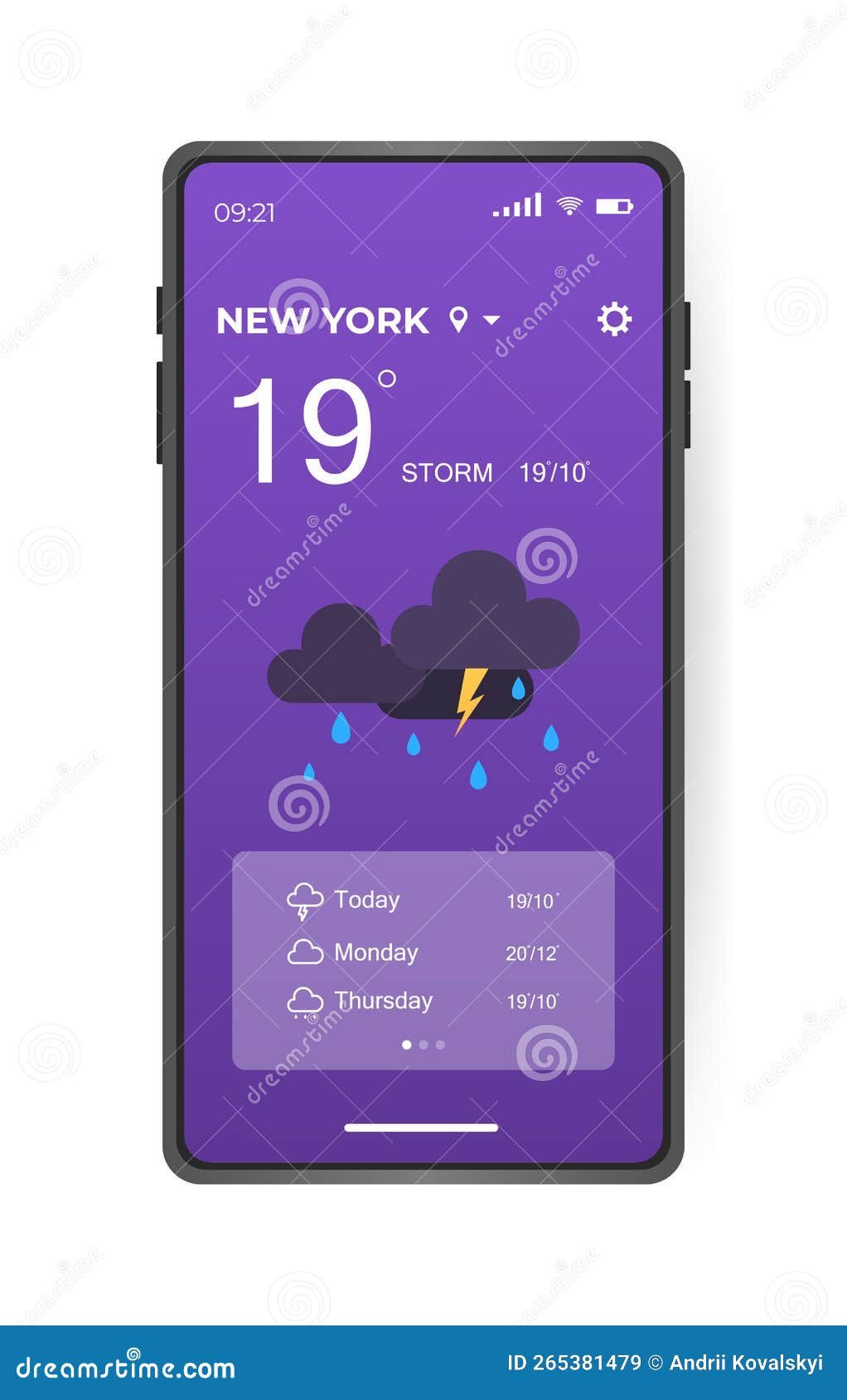 Mobile Weather App Interface Design Gui Elements For Weather Forecast Mobile App Realistic