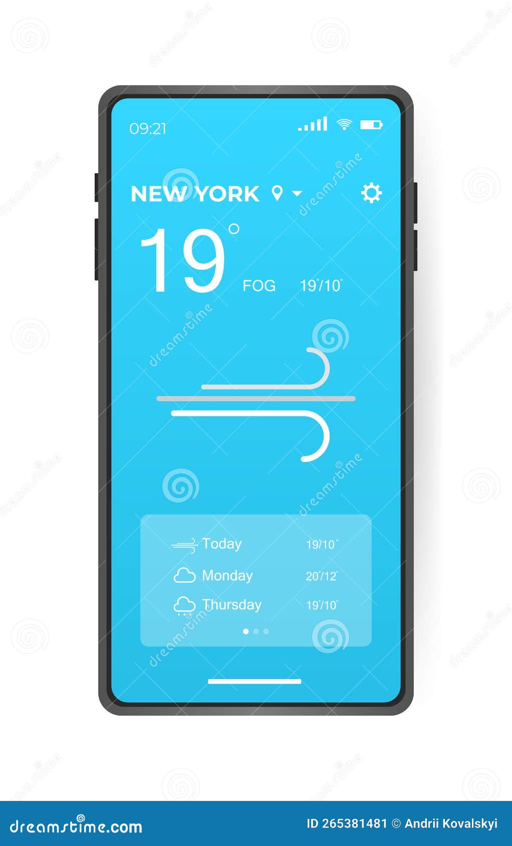 Mobile Weather App Interface Design Gui Elements For Weather Forecast Mobile App Realistic