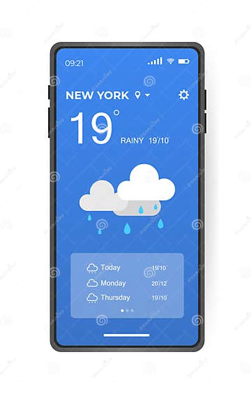 Mobile Weather App Interface Design Gui Elements For Weather Forecast Mobile App Realistic