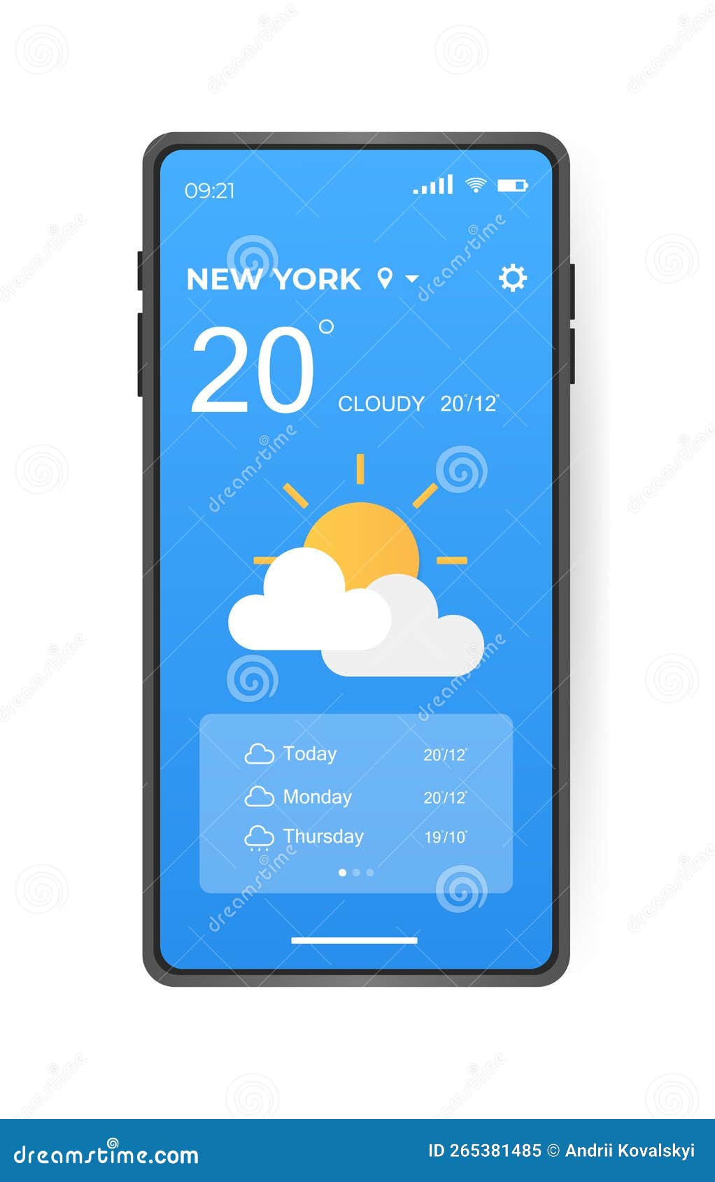 Mobile Weather App Interface Design Gui Elements For Weather Forecast Mobile App Realistic