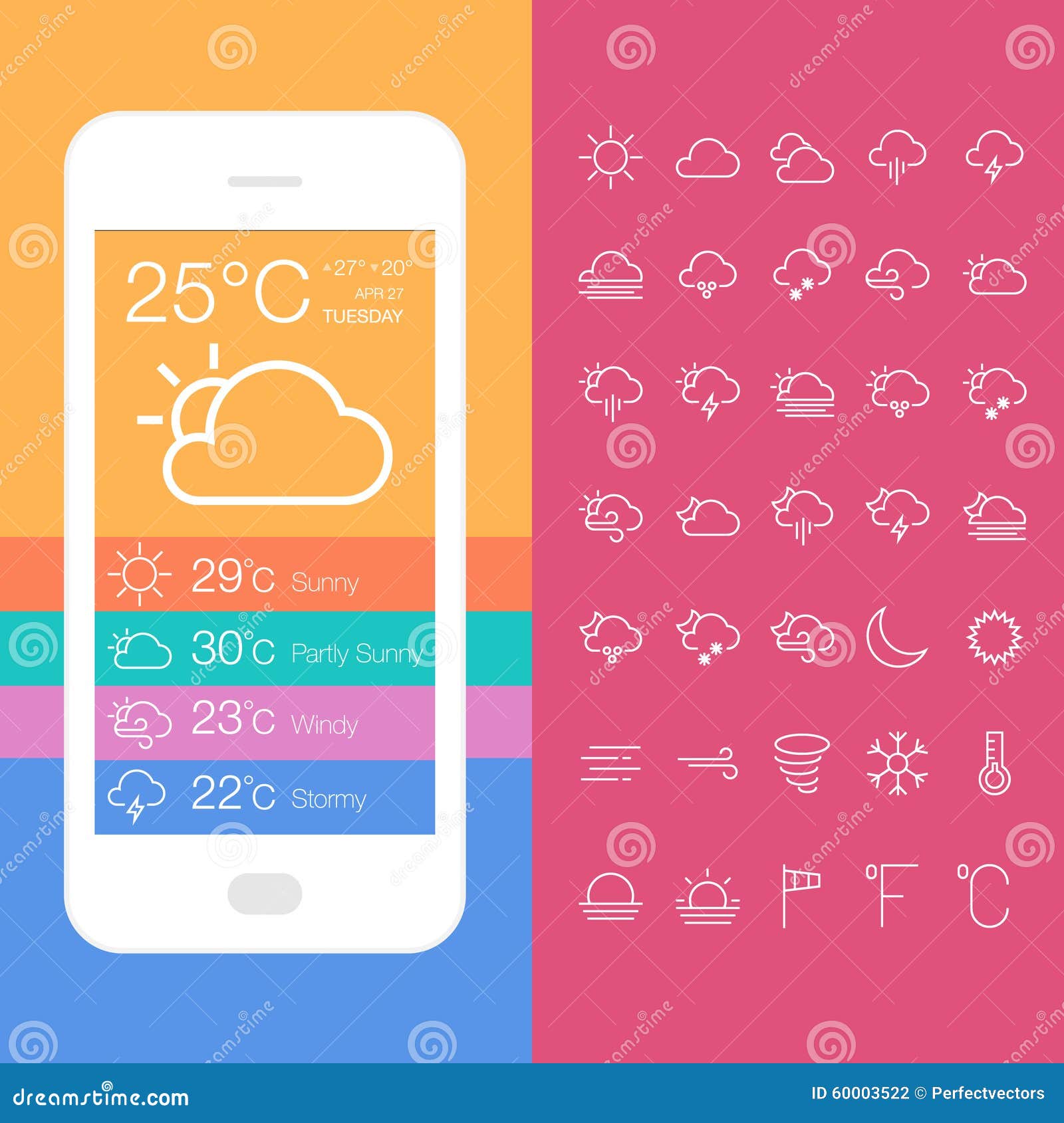 Weather Application Template. Rainy And Snowy Screens, UI UX App Design ...