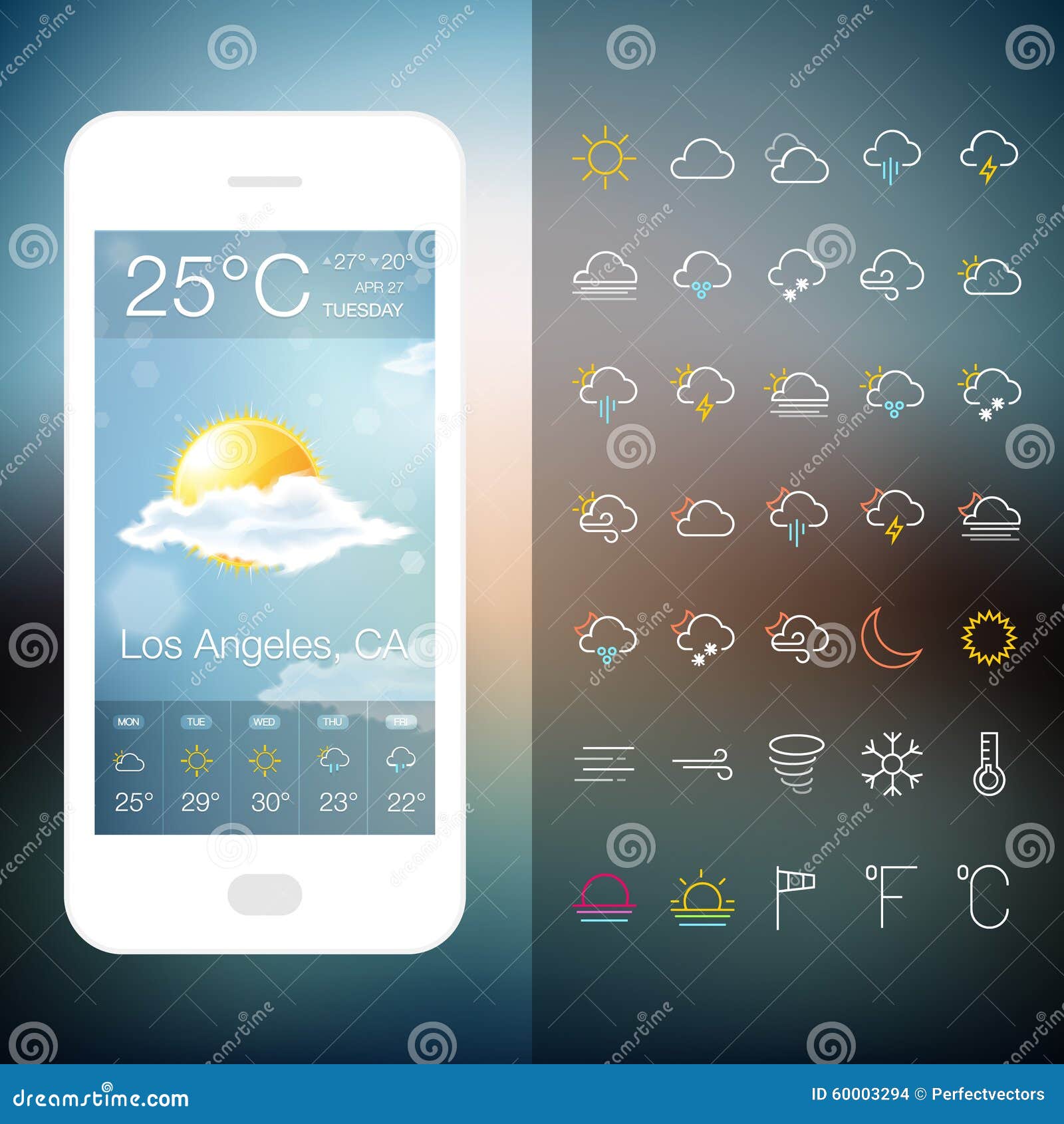 Weather Application Template. Rainy And Snowy Screens, UI UX App Design ...