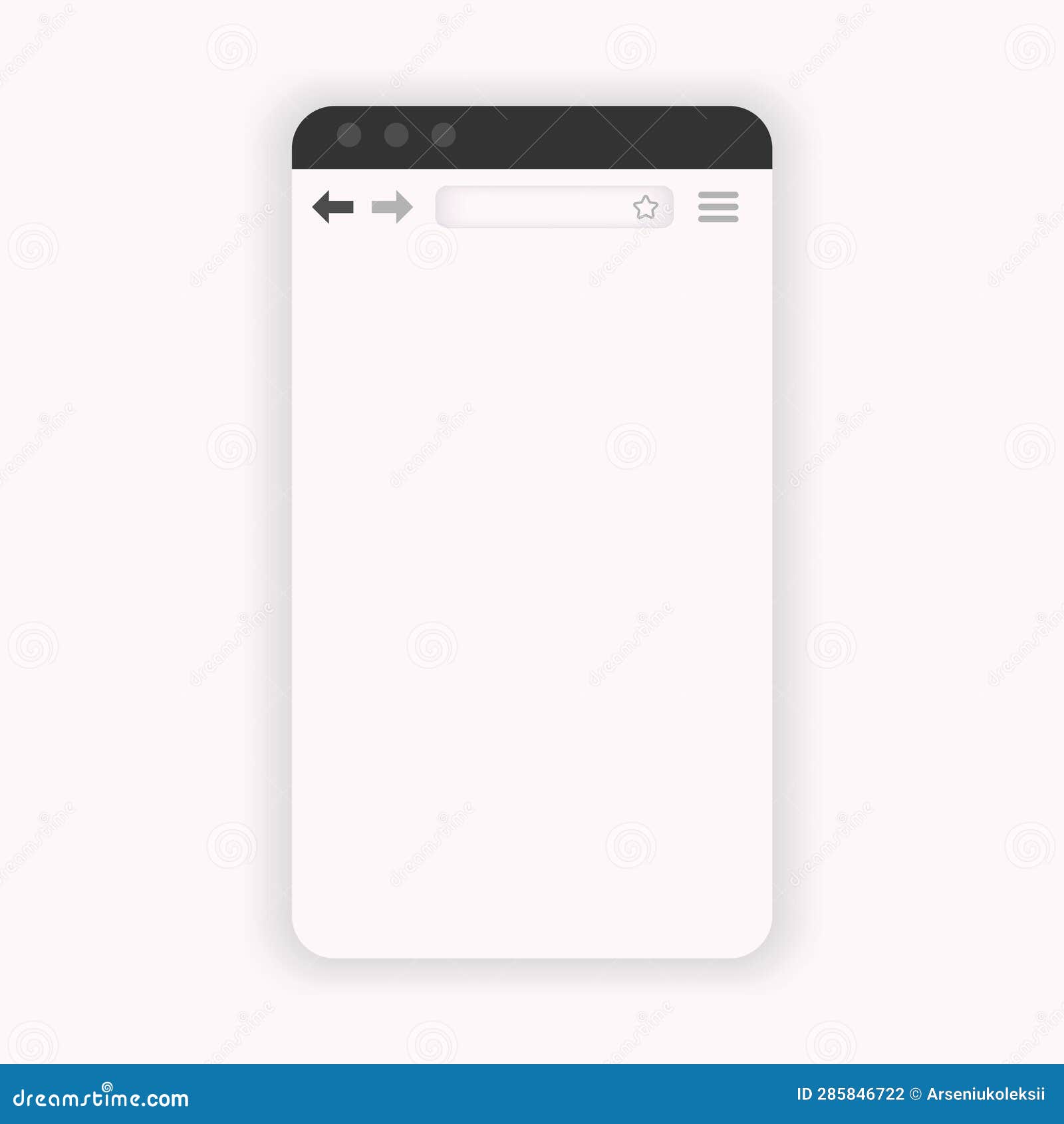 Mobile Web Browser Window. Vetrical Internet Explorer Interface Stock ...