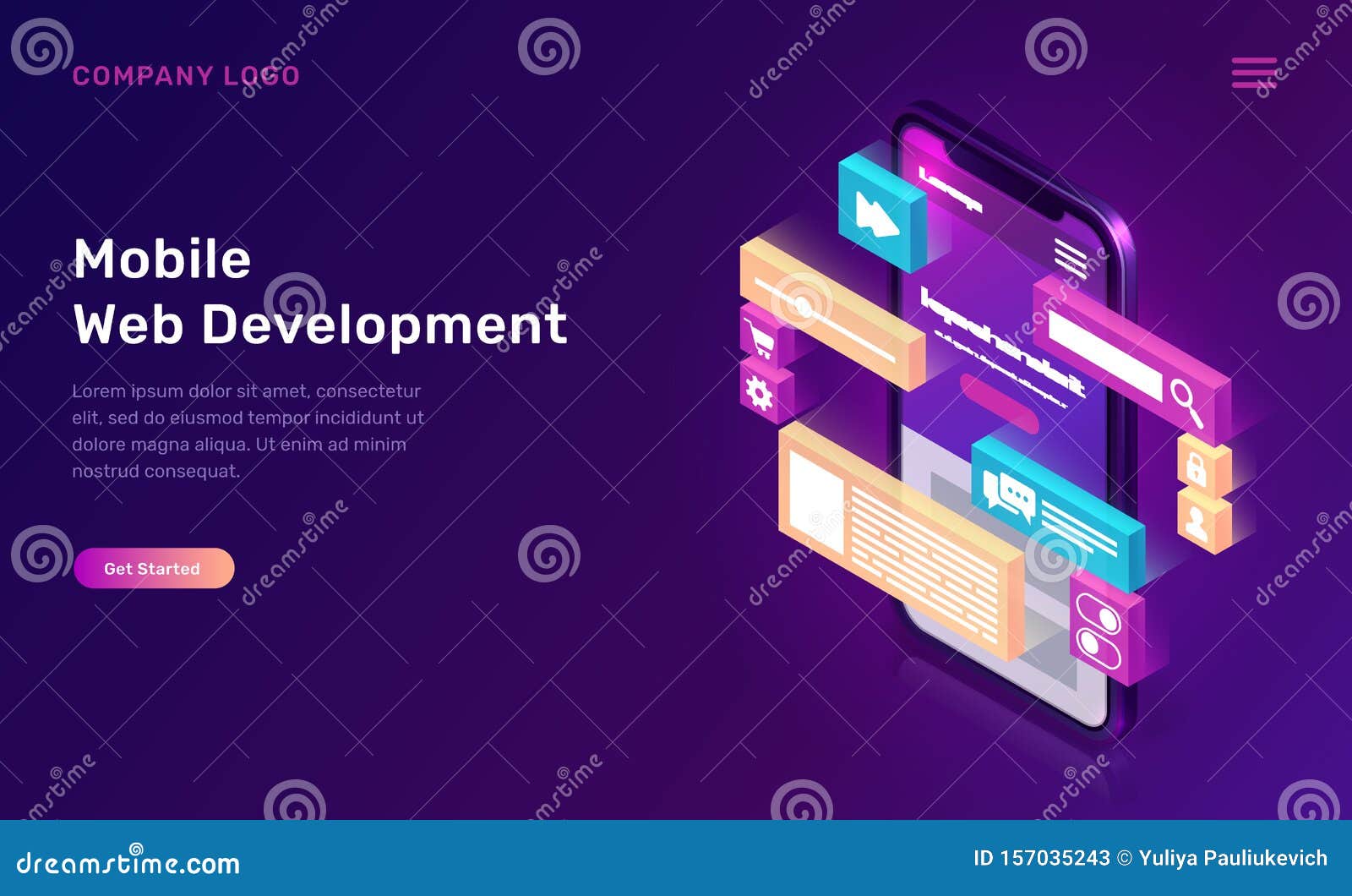 Mobile Web Development Isometric Concept Stock Vector - Illustration of modern, information ...