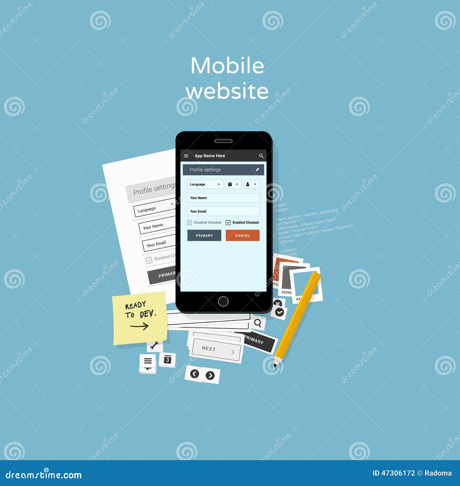 Mobile Website Development Illustration Stock Vector - Illustration of ...