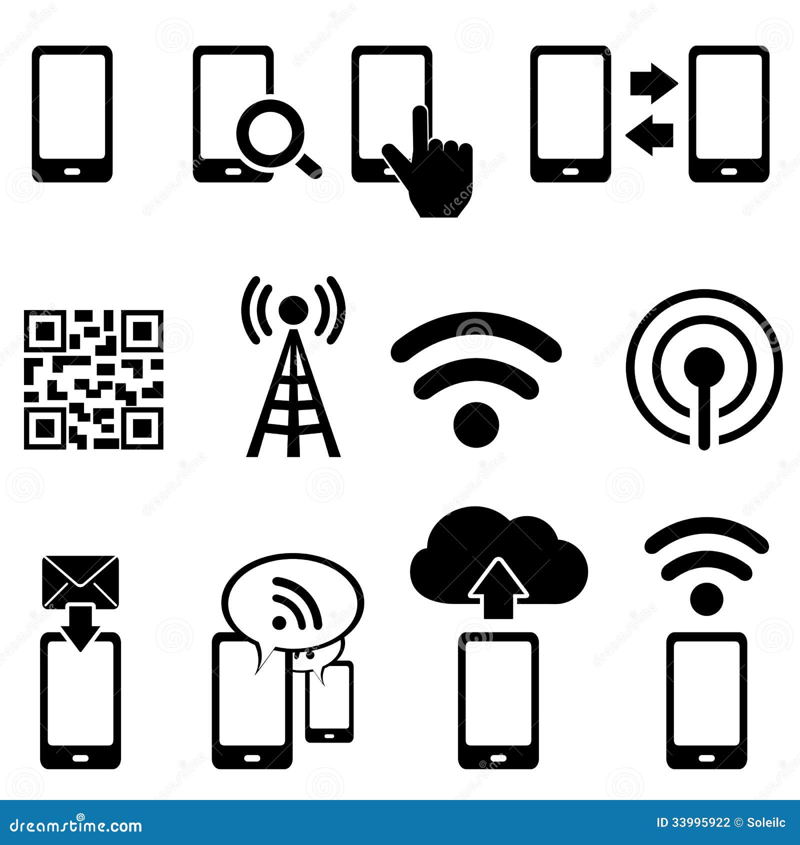 Mobile And Wifi Icon Set Stock Photography - Image: 33995922