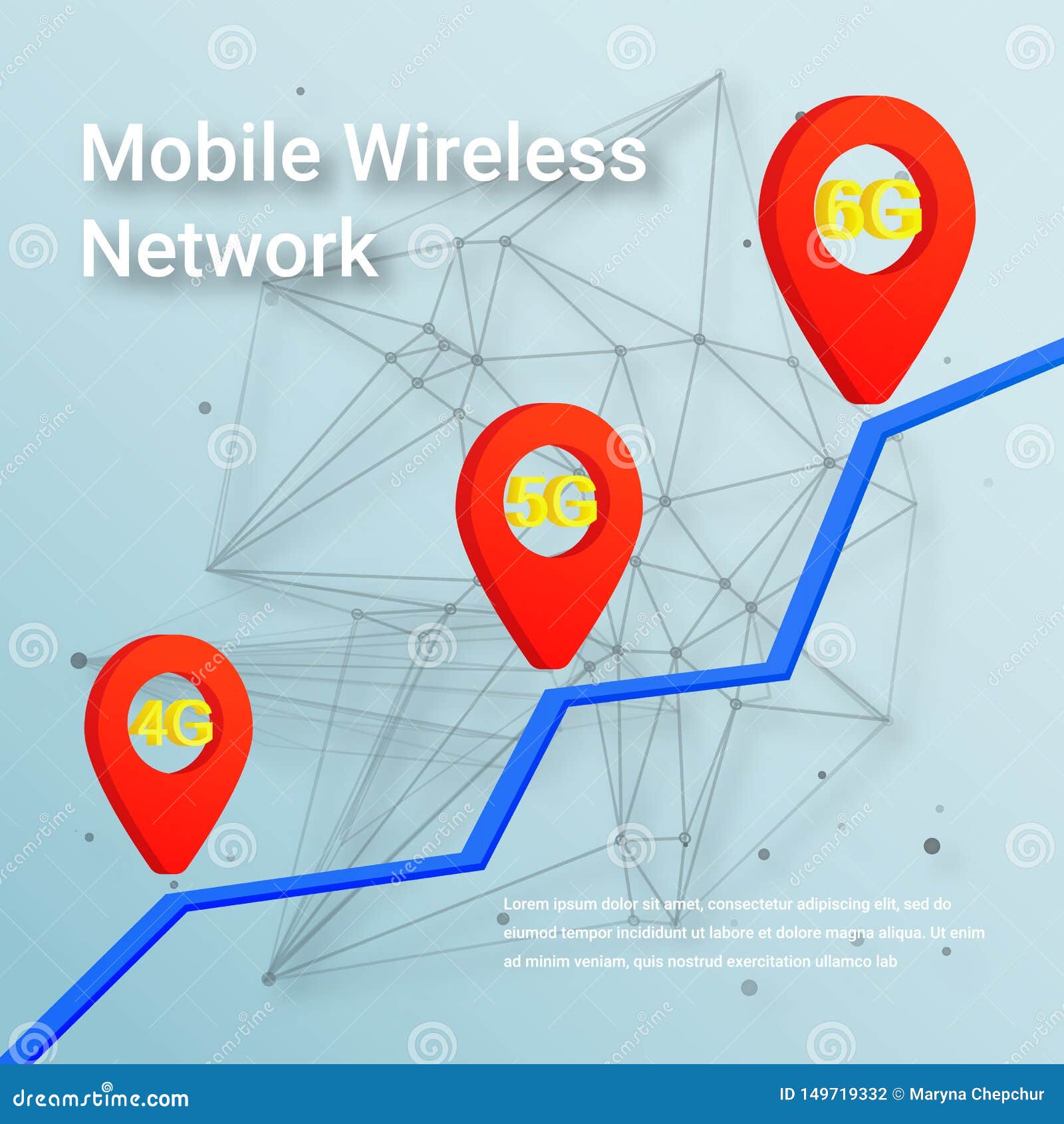 Mobile Wireless Network Concept. Change from 4G To 6G Stock Vector ...