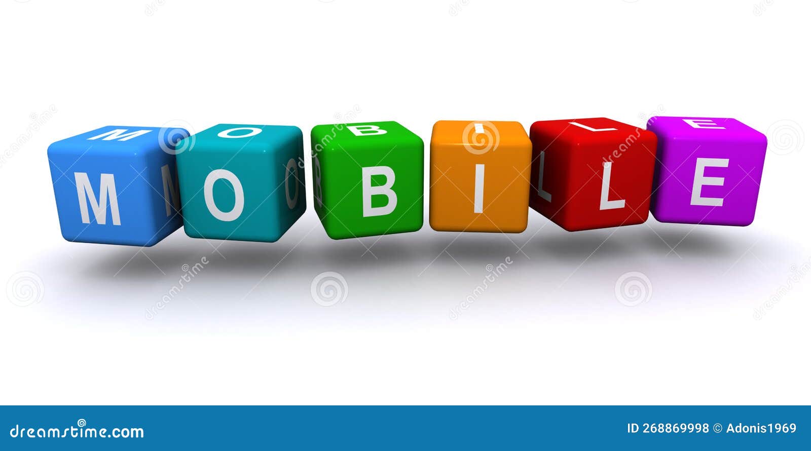 Mobile word block on white stock illustration. Illustration of block ...