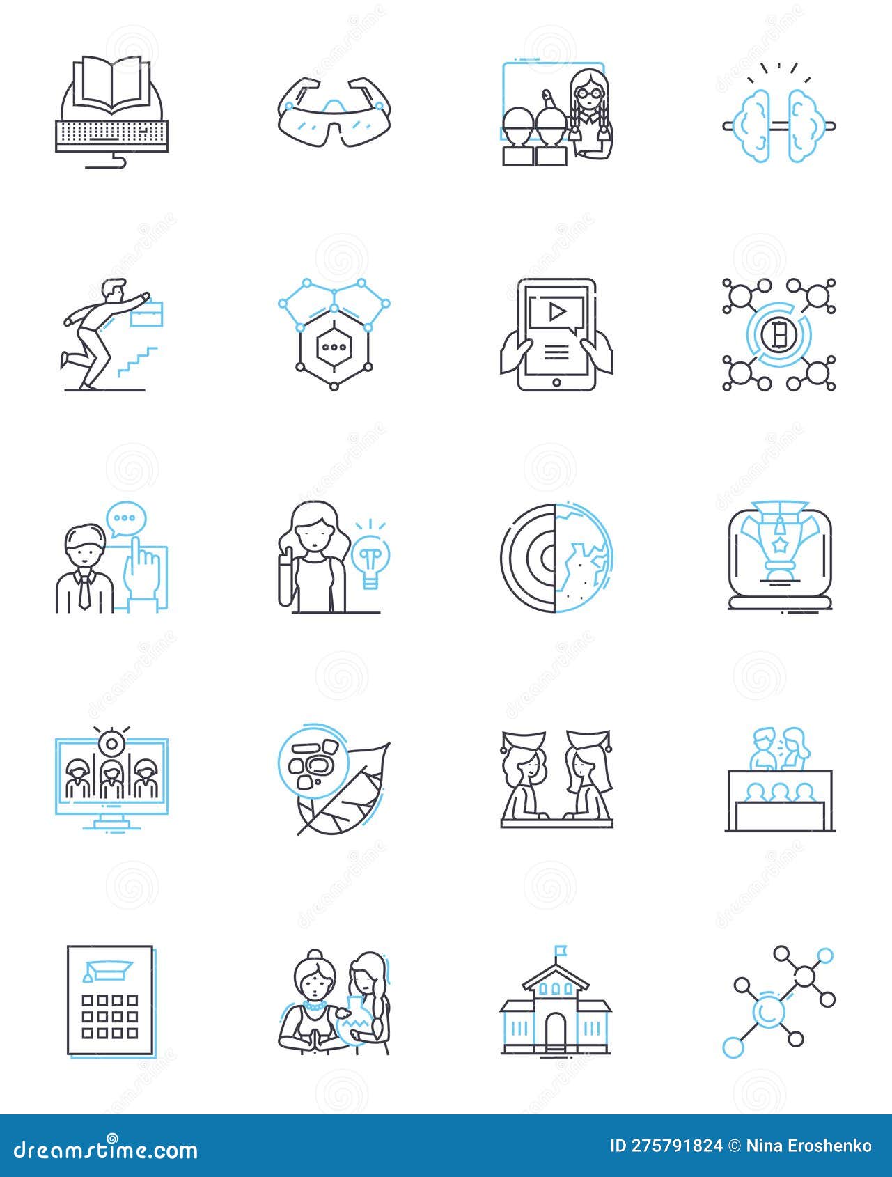 Mobile Work Linear Icons Set. Flexibility, Remote, Efficiency, Agility ...