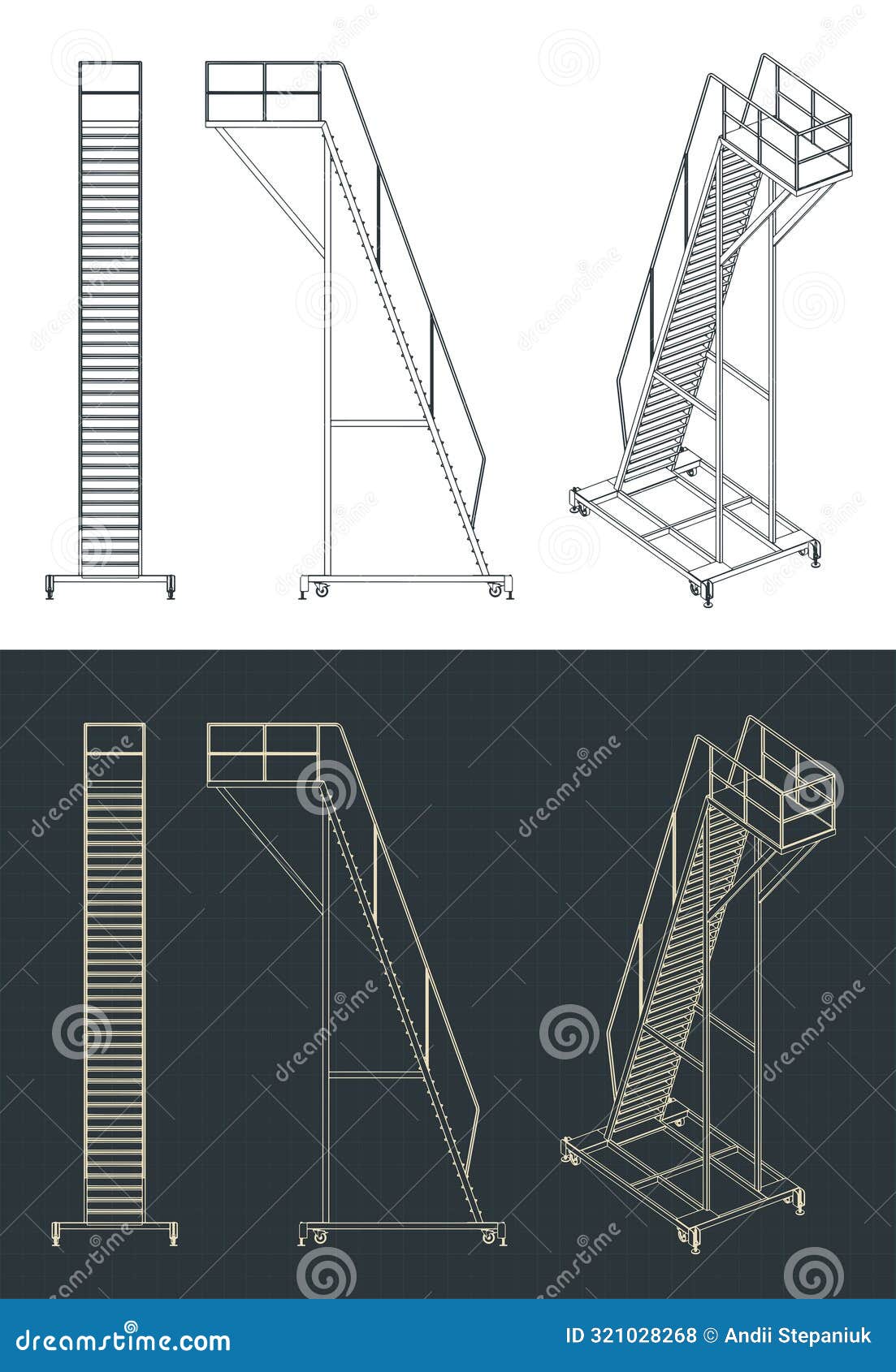 Mobile Work Platform Blueprints Stock Vector - Illustration of metal ...