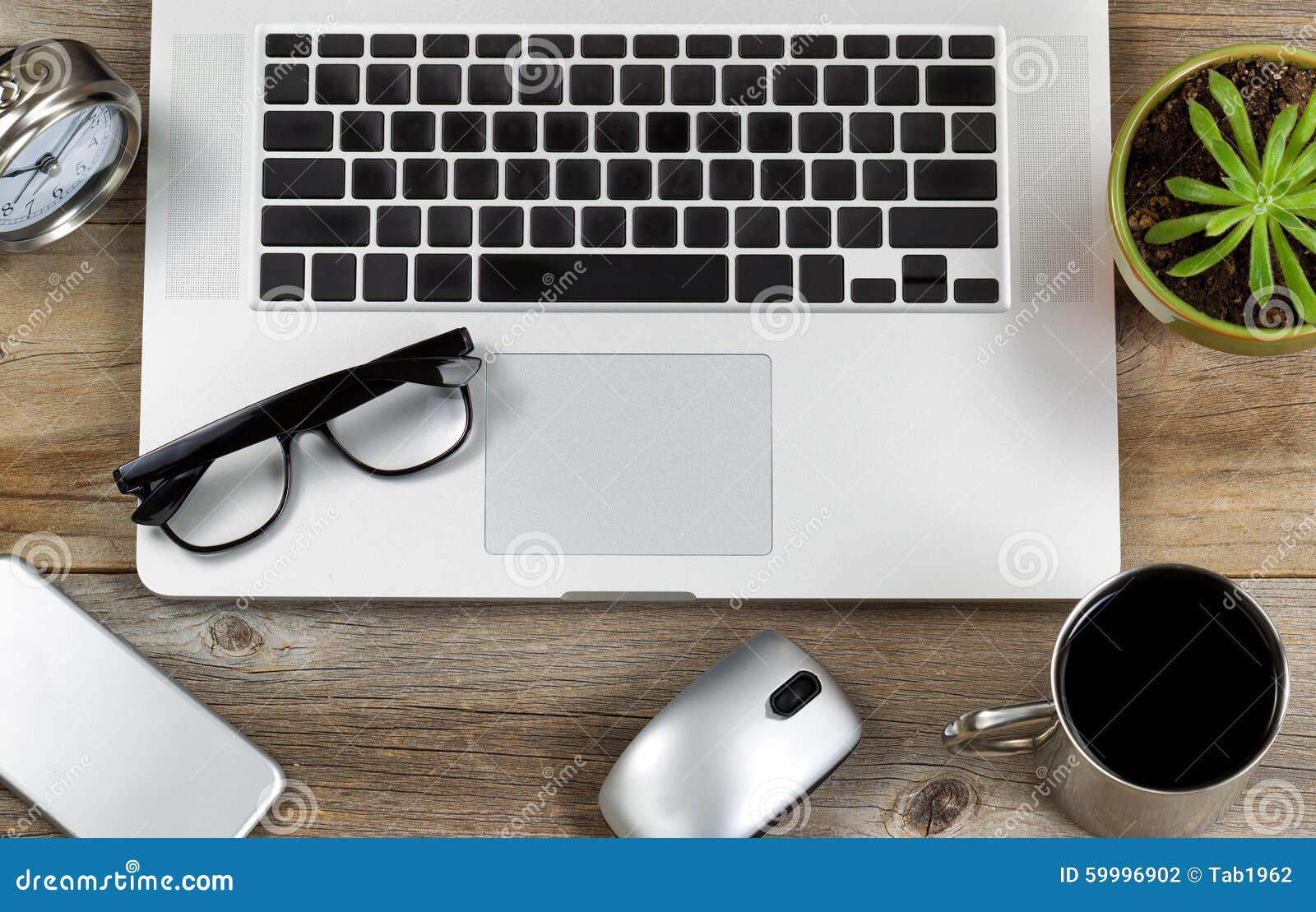 Mobile Work Setup on Rustic Wooden Desk Stock Photo - Image of desk ...