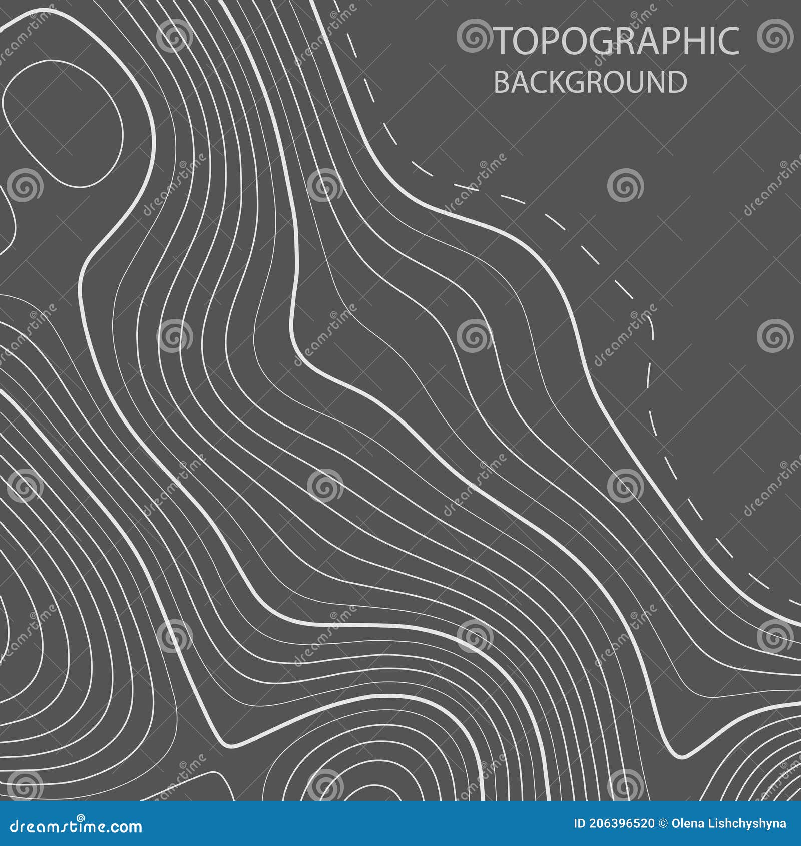 MobileTopographic Map. Gray Outlines on a Dark Background. Contour ...