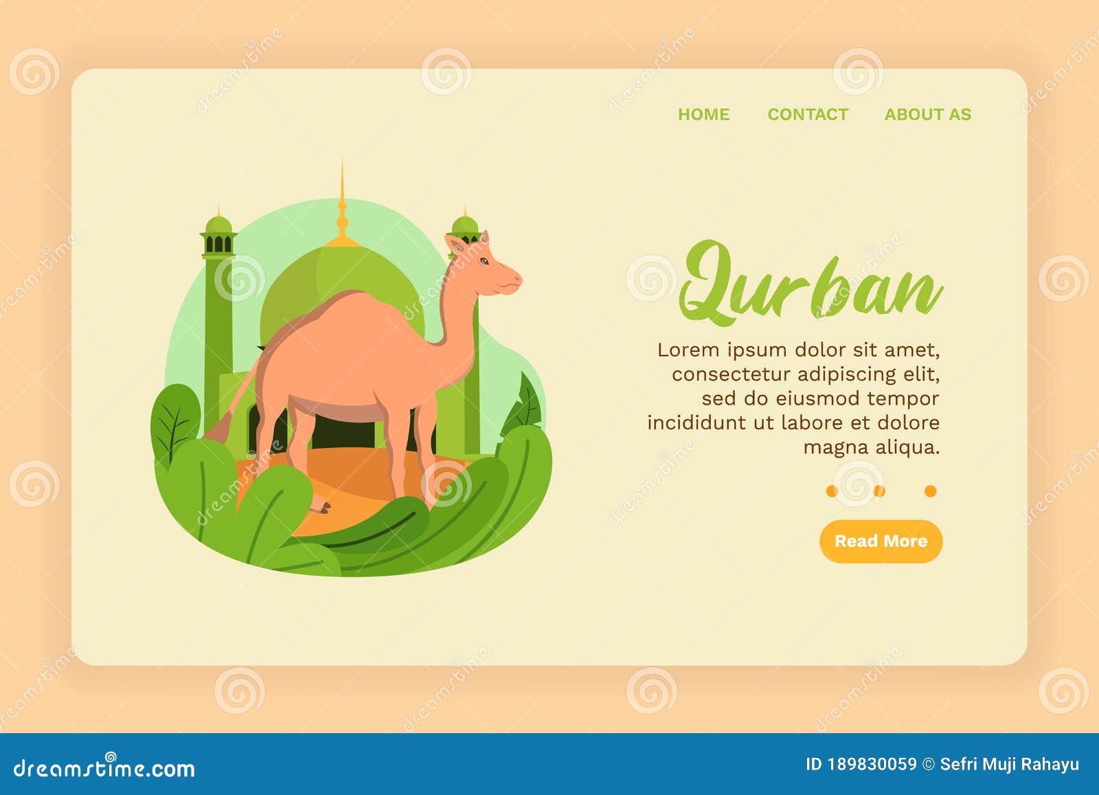 MobileVector Illustration Graphic of Qurban. a Mosque with Qurban Camel ...