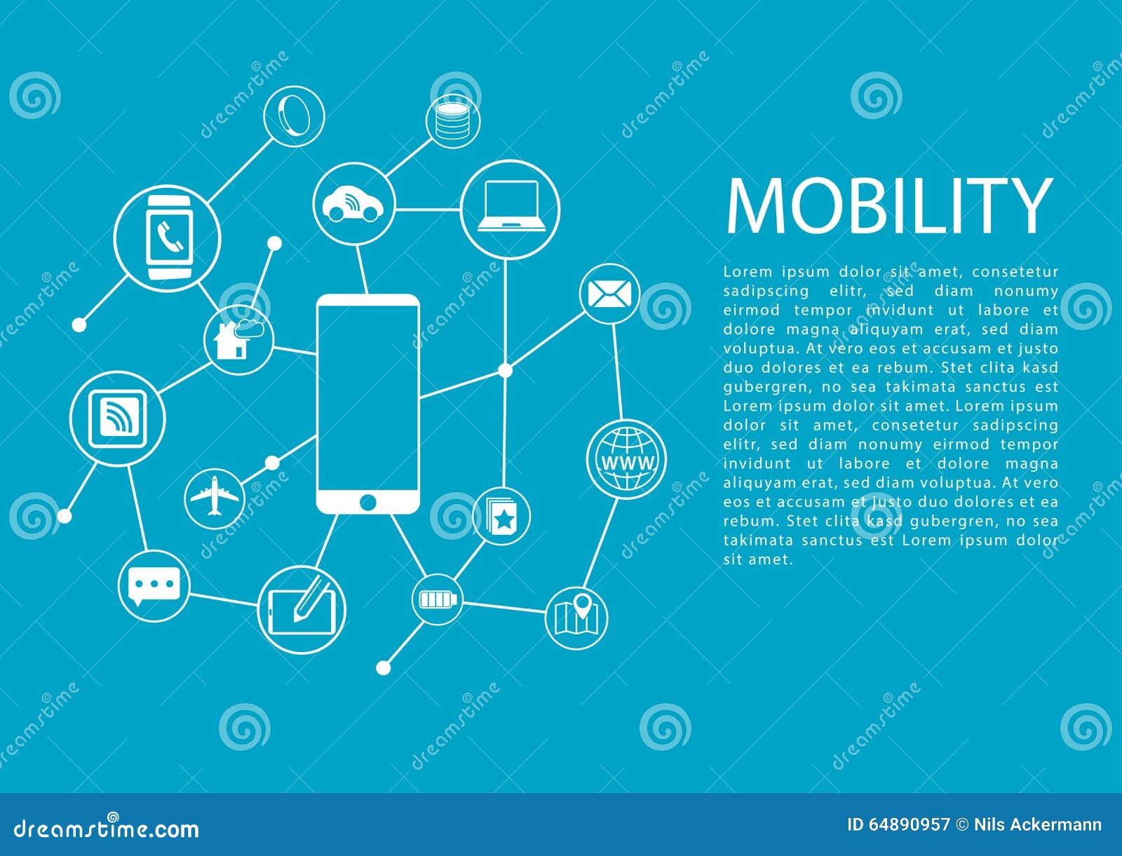 Mobility Concept Illustration with Smart Phone and Connected Wireless ...