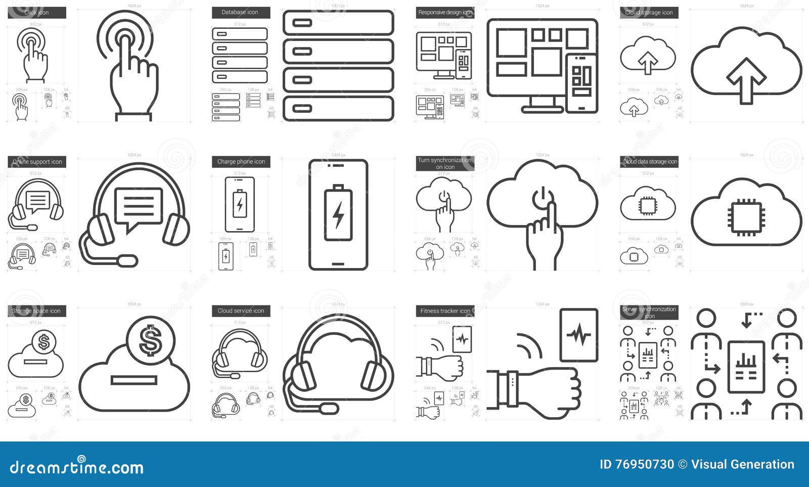 Mobility line icon set. stock vector. Illustration of database - 76950730