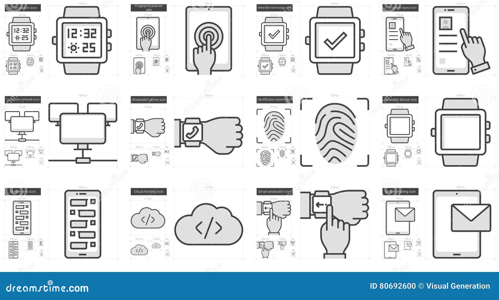 Mobility line icon set. stock vector. Illustration of design - 80692600