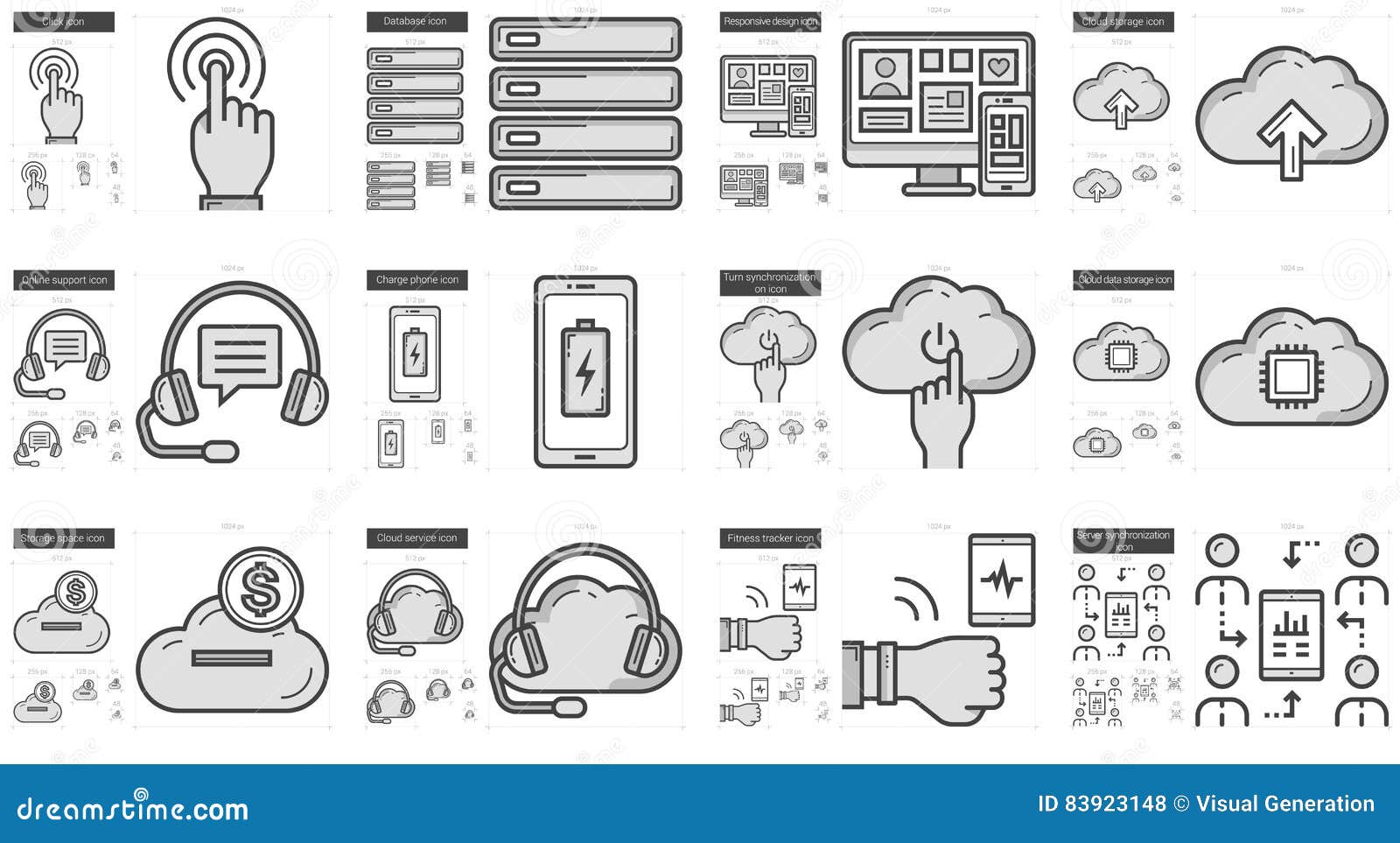 Mobility line icon set. stock vector. Illustration of space - 83923148