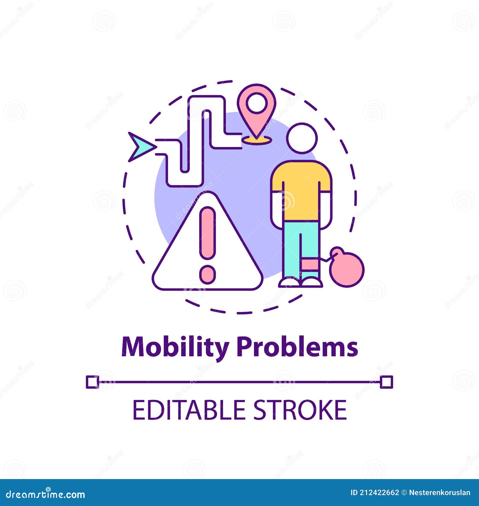 Mobility Problems Concept Icon Stock Vector - Illustration of problem ...