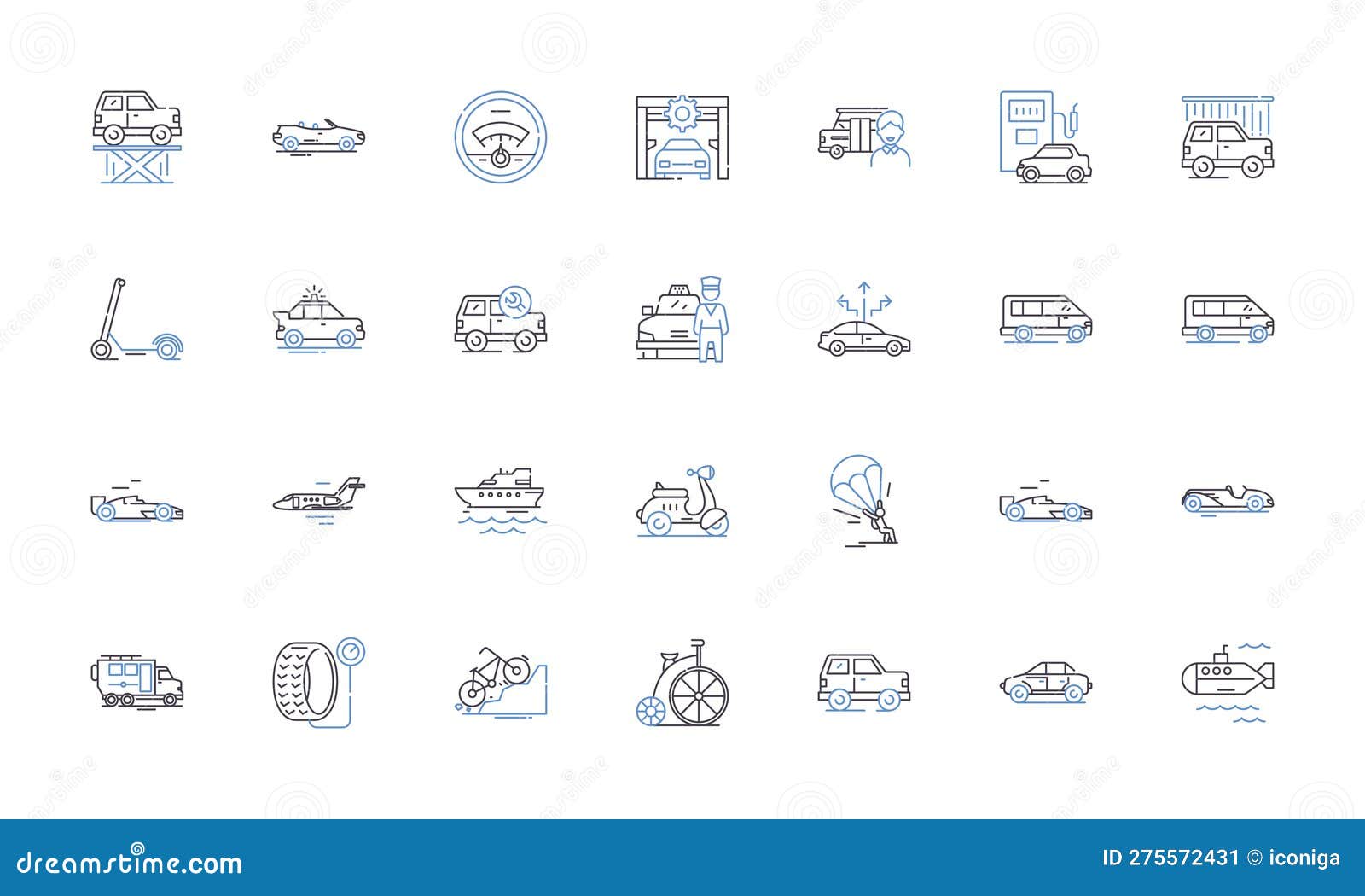 Mobility Solutions Line Icons Collection. Transportation, Commuting ...