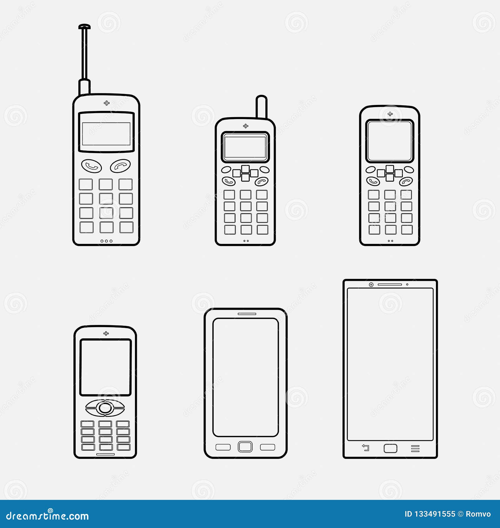 Mobiltelefon Till Smartphoneevolution Vektor Illustrationer ...