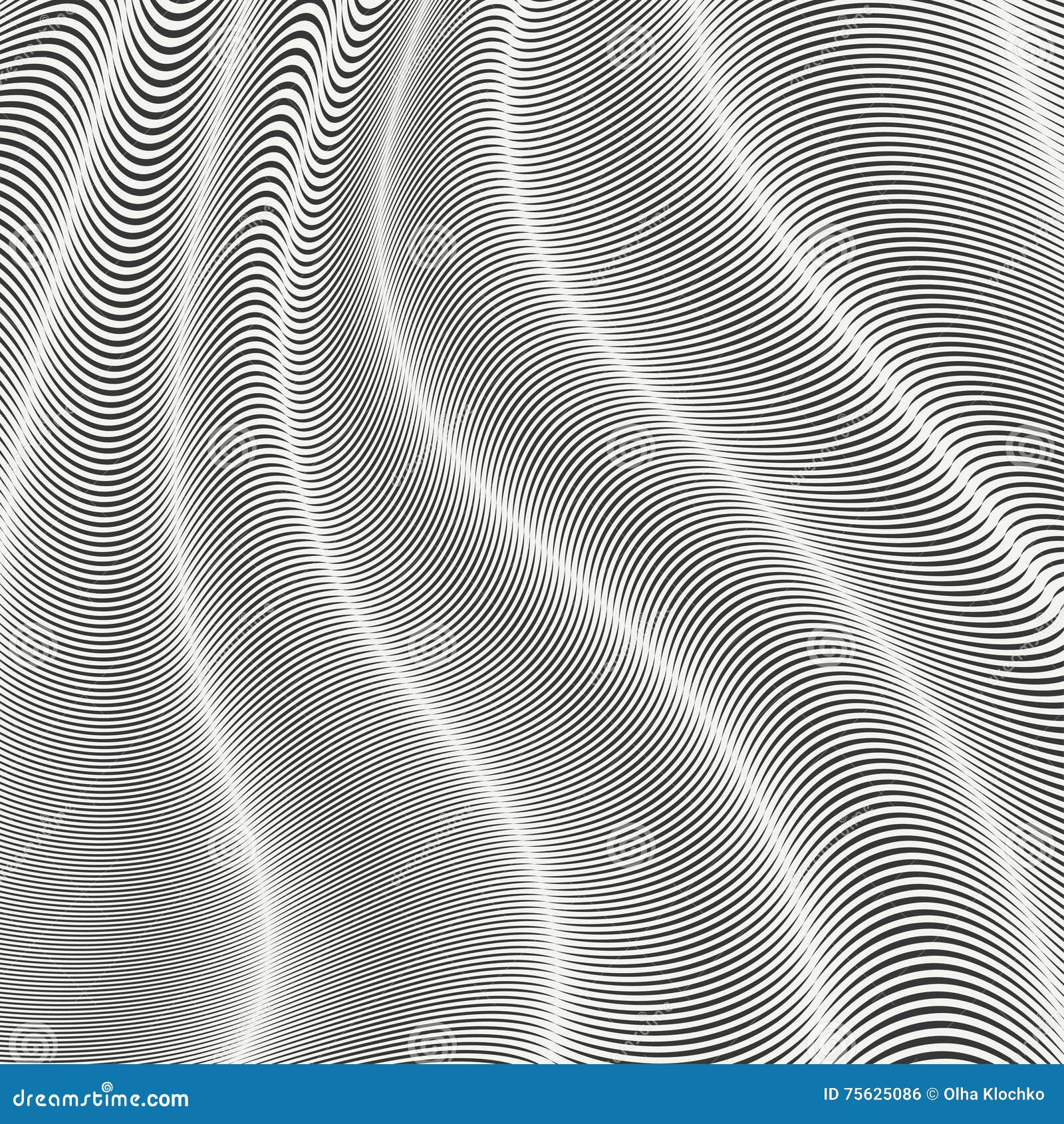 Mobious Wave Stripe. Geometric Line Abstract Seamless Pattern. Black ...