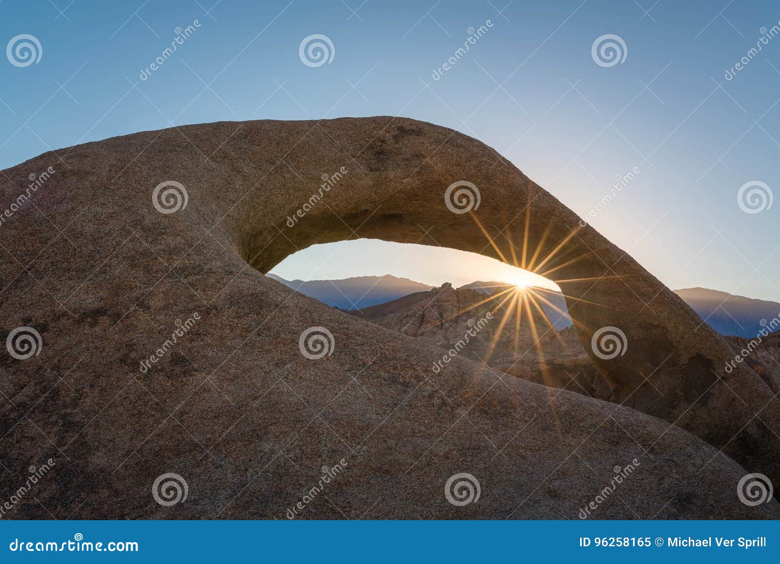 Mobius Arch sun burst stock image. Image of outdoors - 96258165