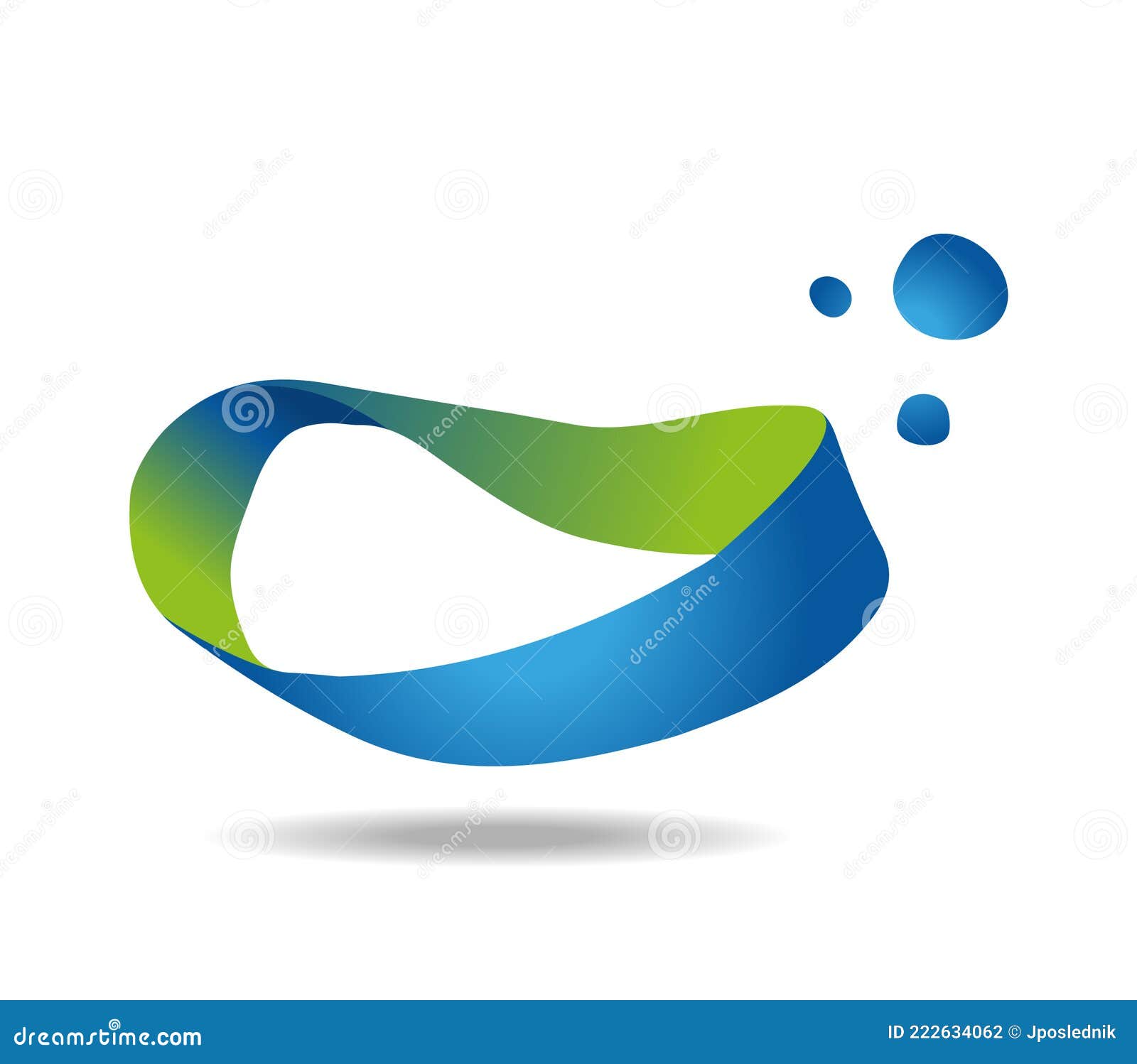 Mobius Loop Made of Green and Blue Ribbon with Bubbles. Infinity Sign ...