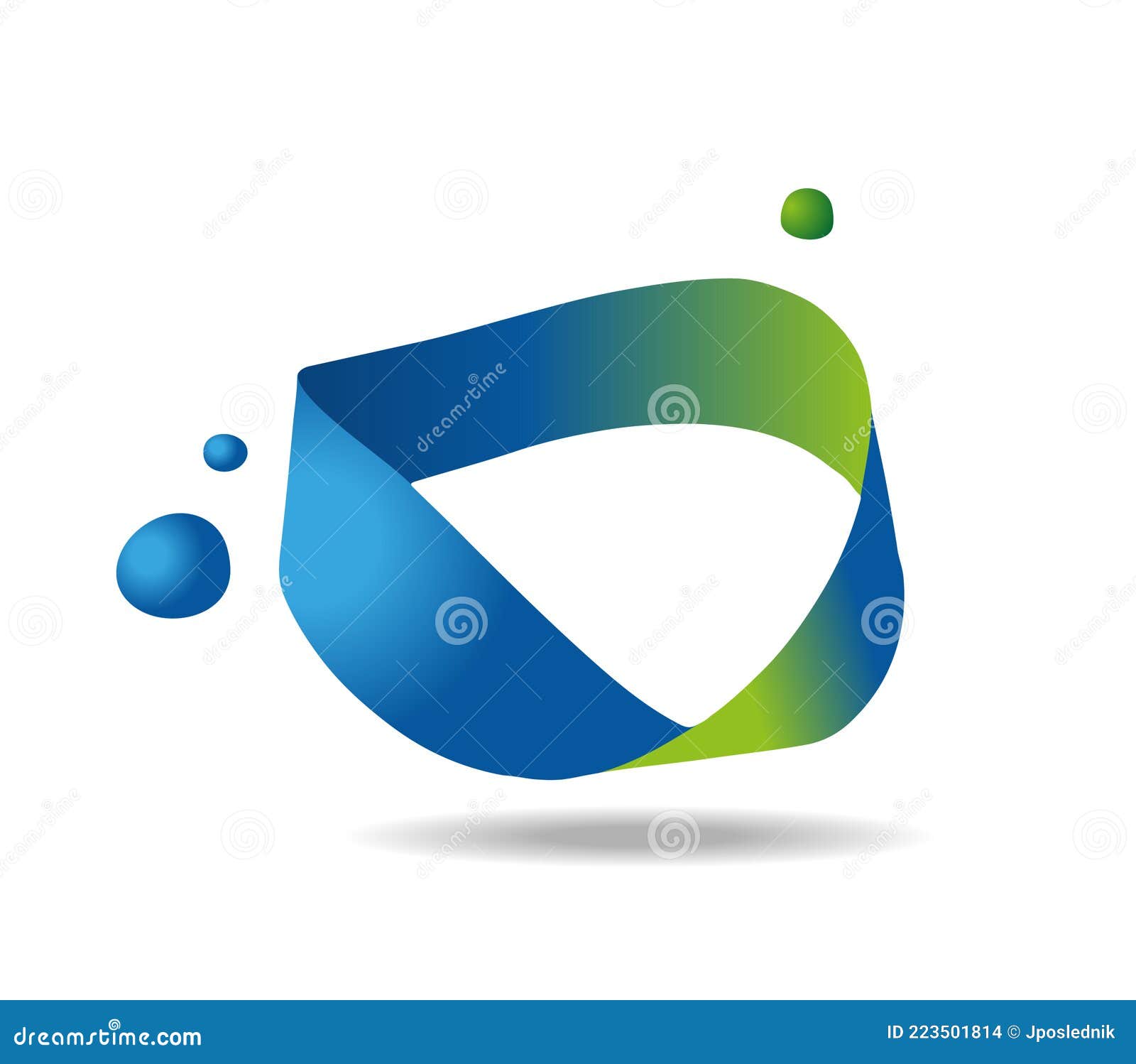 Mobius Loop Made of Green and Blue Ribbon with Bubbles. Infinity Sign ...