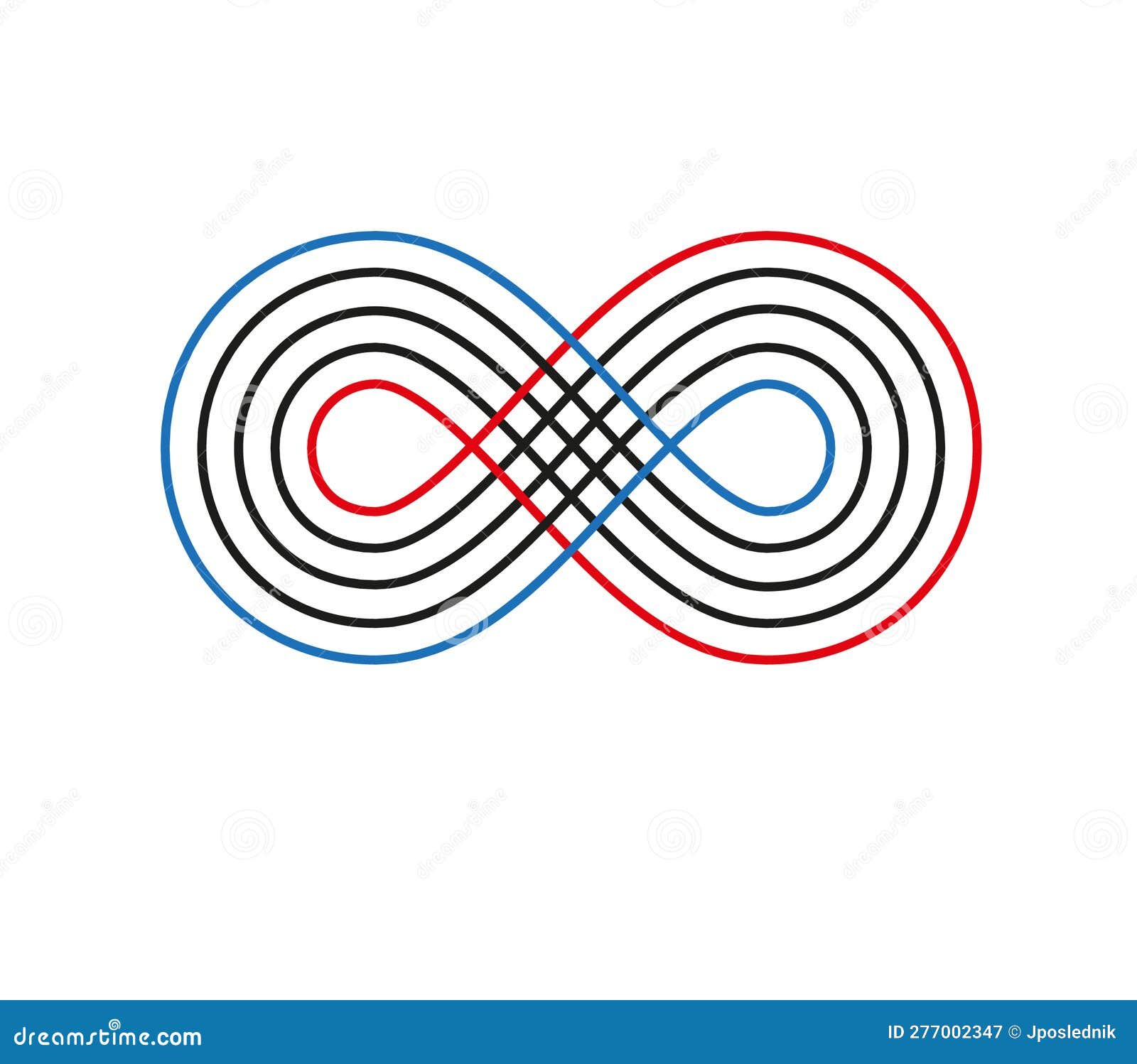 Colorful Mobius Loop Made Of Three Broken Lines Drawn On A Sphere