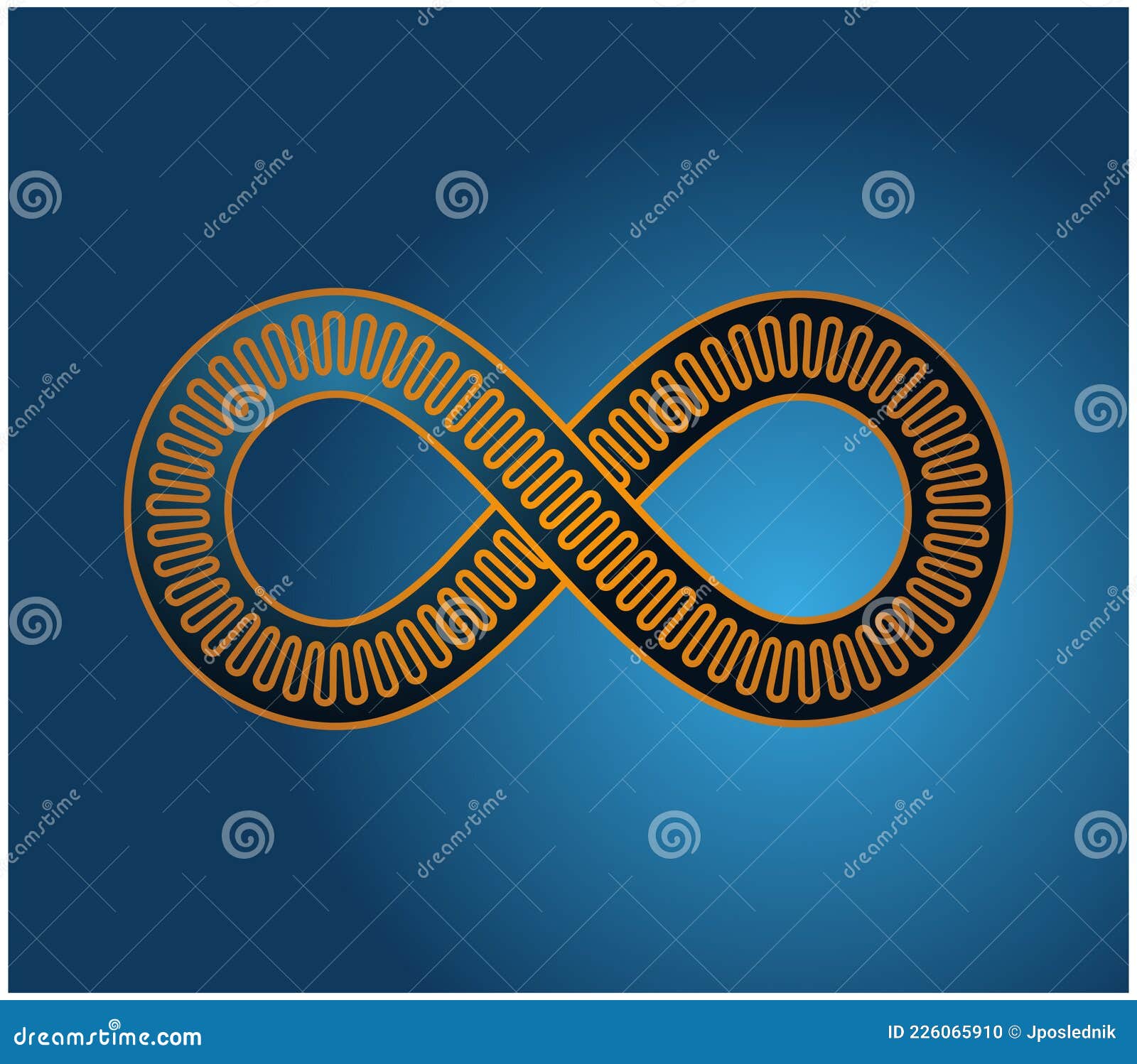 Mobius Loop Made of Three Lines, Inner One Undulating. the Sign of ...