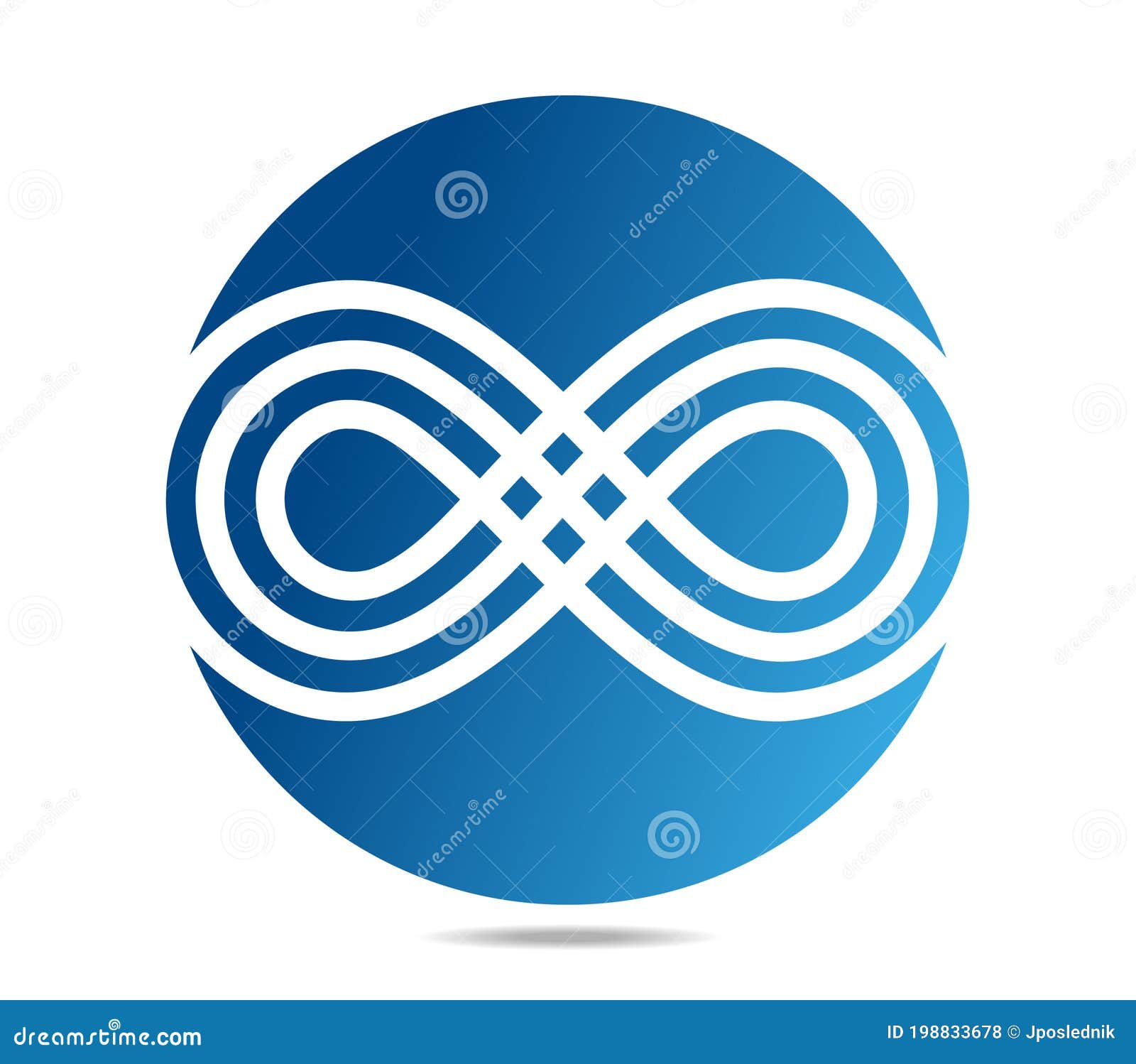 Mobius Loop Made Of Three Lines In White On Blue Circle Stock Vector