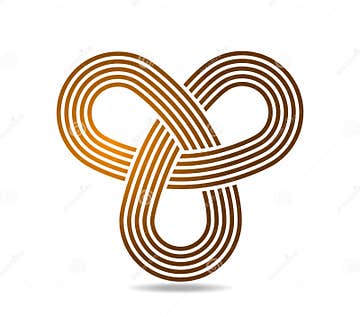 Mobius Loop with Three Elements Made of Golden Staff. Five Golden Lines ...