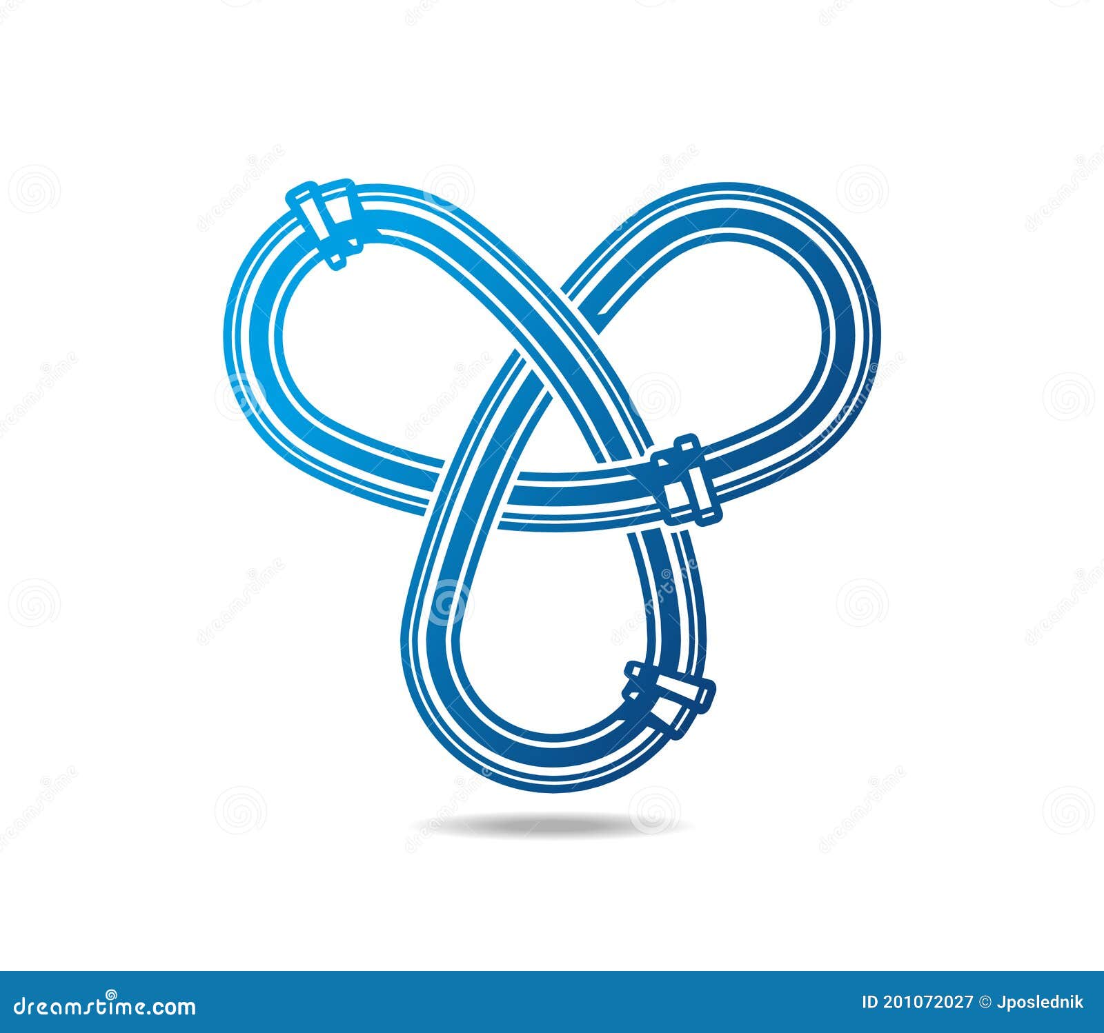 Mobius Loop With Three Elements Made Of Hydraulic Pipes Stock Vector