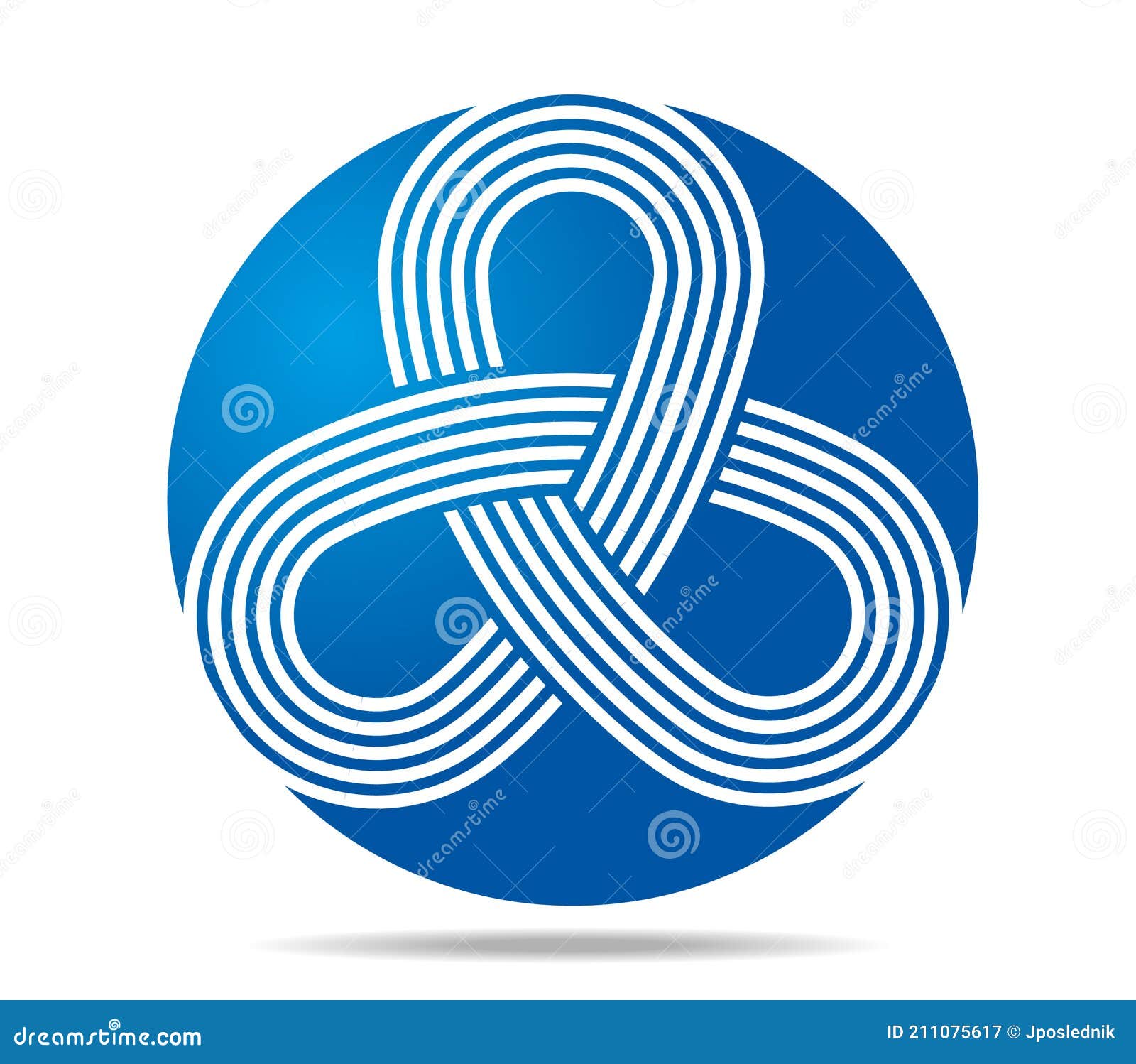 Mobius Loop With Three Elements Made Of Staff Five Blue Lines Stock