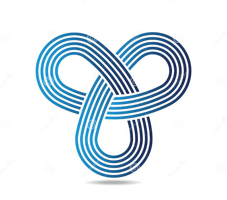 Mobius Loop with Three Elements Made of Staff. Five Blue Lines Stock ...