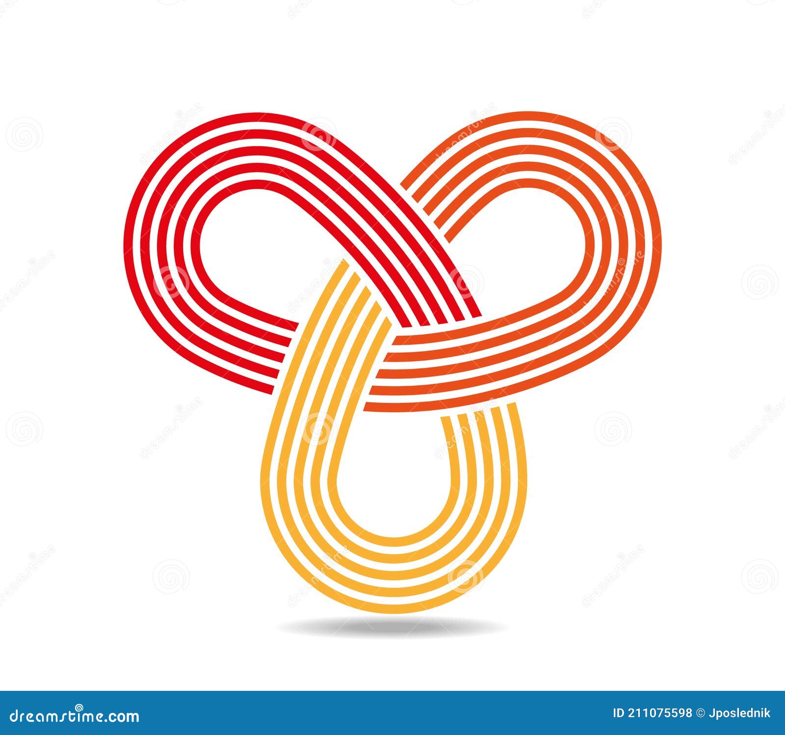 Colorful Mobius Loop Made Of Three Broken Lines Drawn On A Sphere