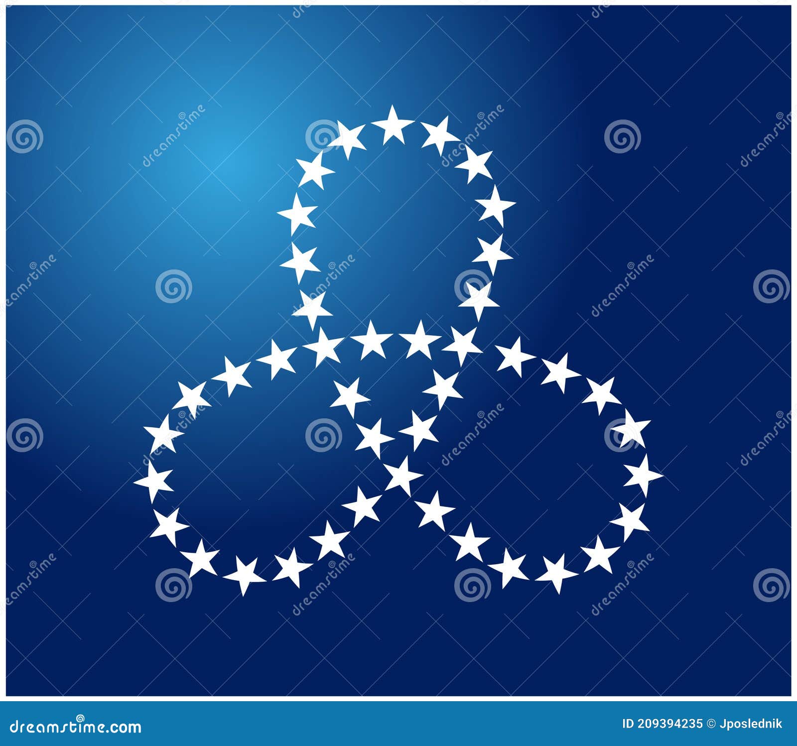 Mobius Loop with Three Elements Made of White Stars Stock Vector ...