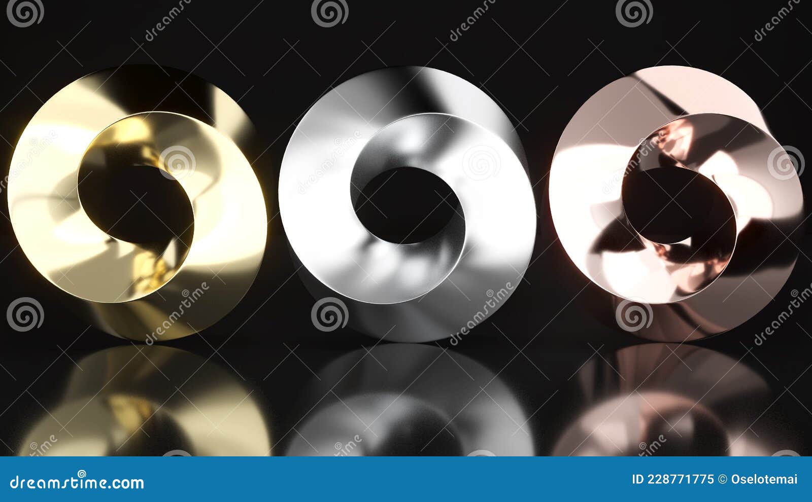 The Mobius Strip Shape Uses Gold, Silver and Copper Materials.mobius ...