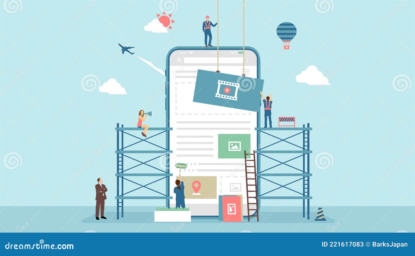 Mobile Web Development Concept Vector Banner Illustration Stock Vector ...