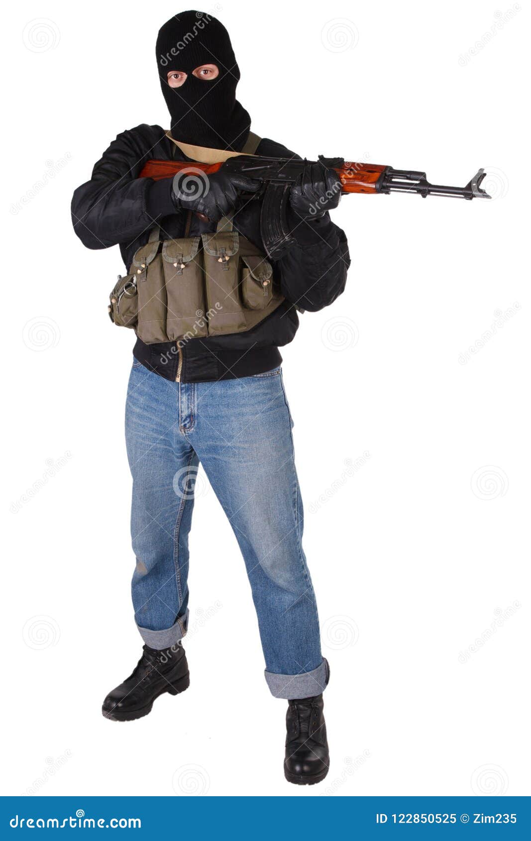 Mobster with AK 47 stock image. Image of crime, handgun - 122850525