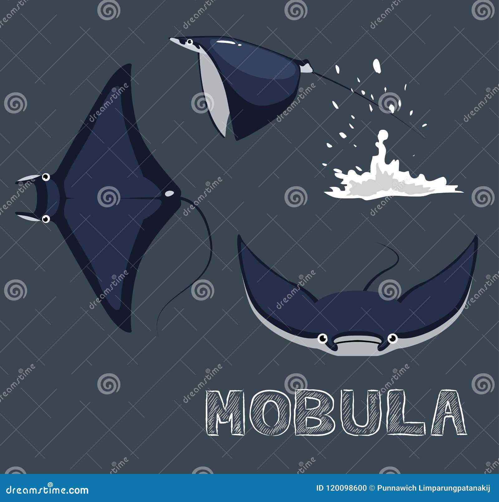Mobula Ray Cartoon Vector Illustration Ilustración del Vector ...