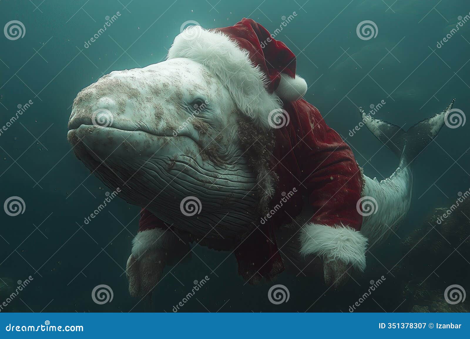 A Mobydick White Whale Dressed As Santa Claus Stock Illustration ...