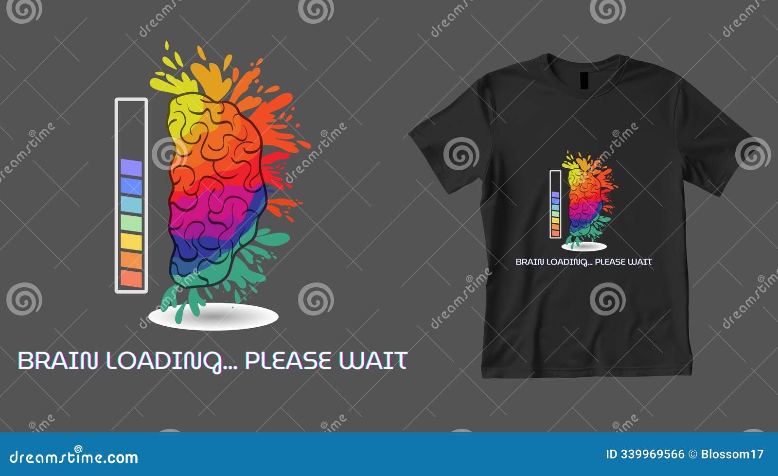 Brain Loading - Creative Colorful T-shirt Design Stock Vector - Illustration of graphic, font ...