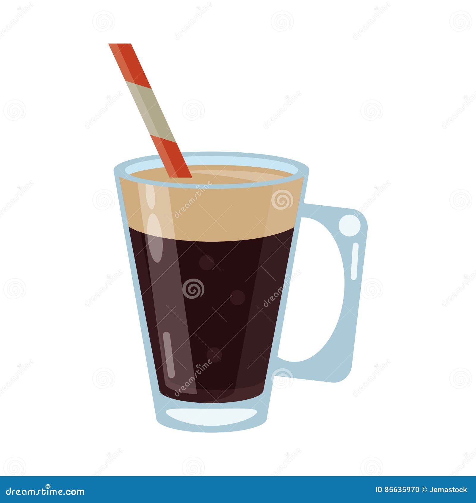 Mocca Coffee Cup Cream Straw Drink Stock Vector - Illustration of ...
