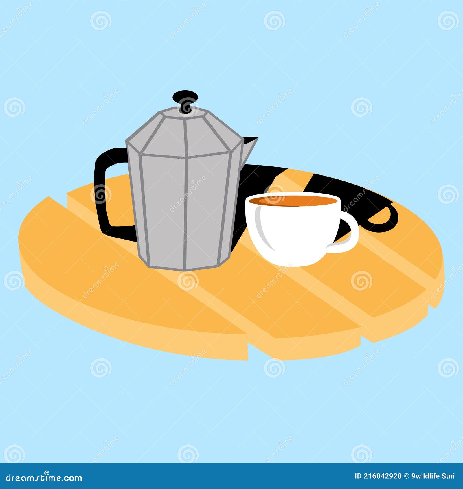Mocca Pot Flat Vector Concept Stock Vector - Illustration of coffee ...