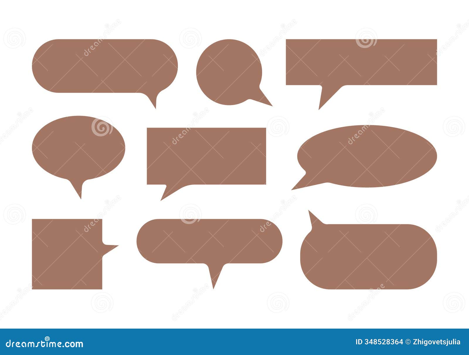 Mocha Mousse Color Speech Bubble Set. Empty Textbox Vector Illustration ...