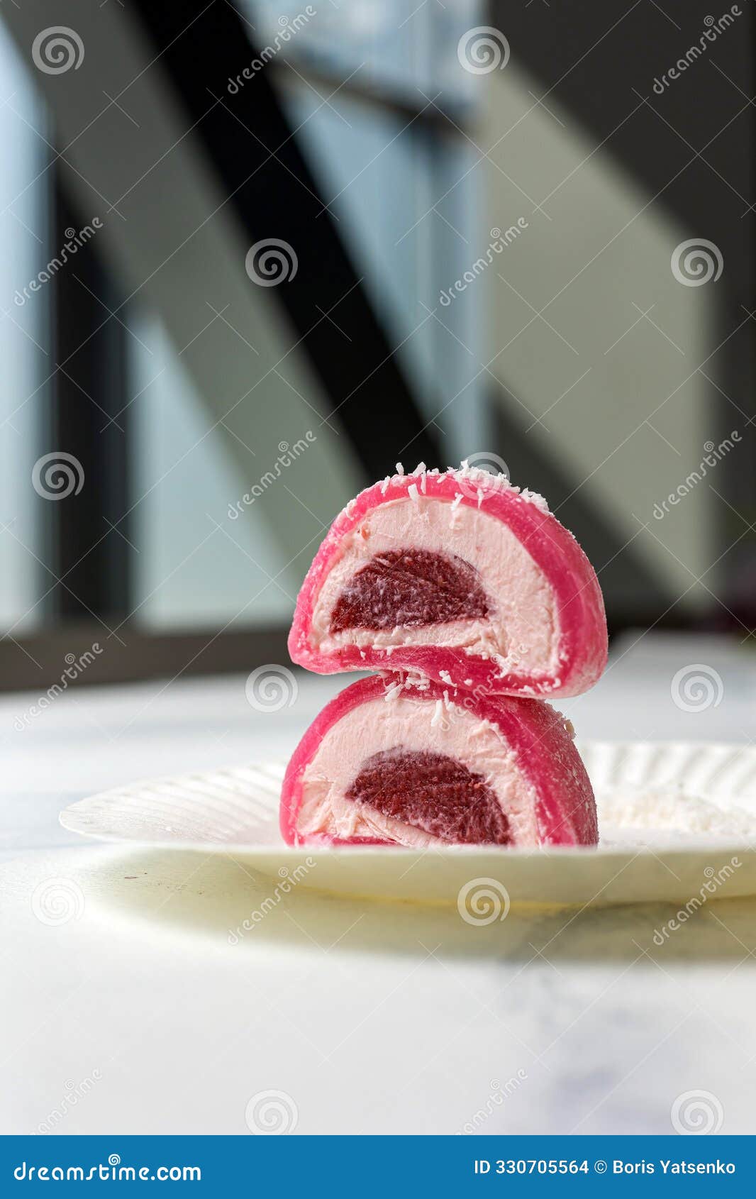 Mochi cakes on plate stock photo. Image of japan, glutinous - 330705564