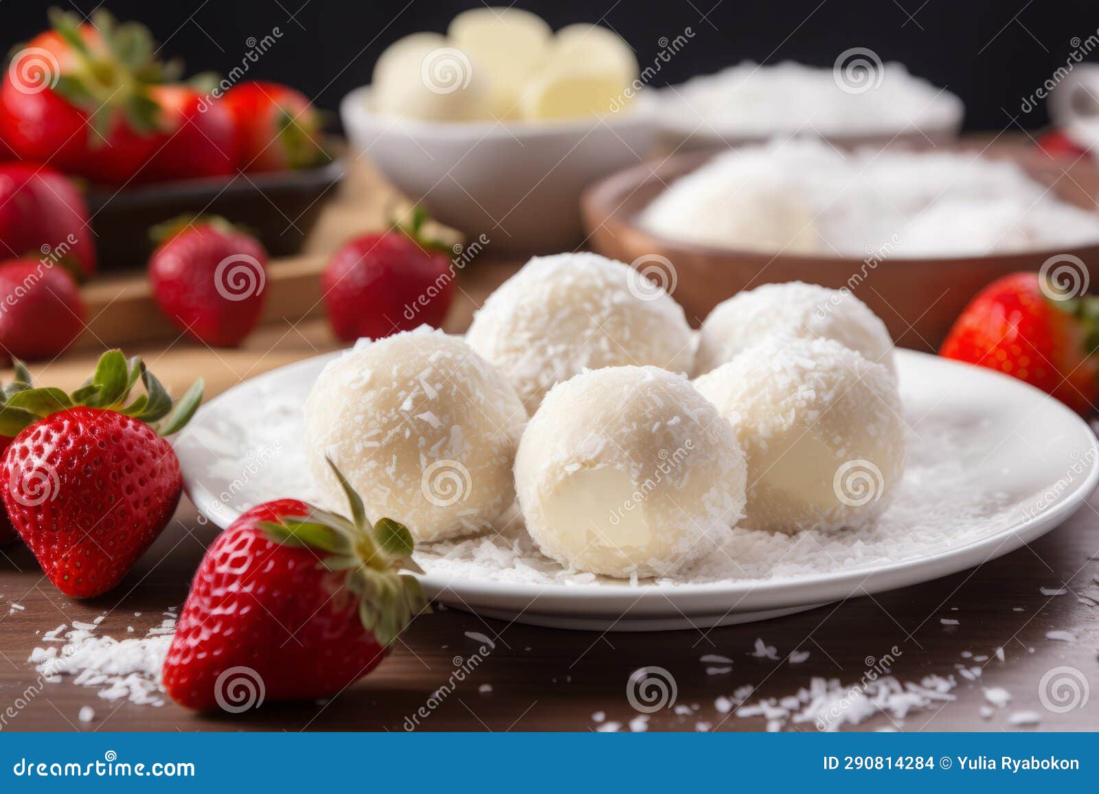 Mochi De Morango De Coco Doce. Gerar Ai Foto de Stock - Imagem de ...