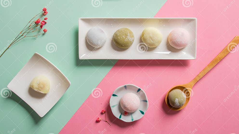 Mochi in Different Colours and Flavours Stock Photo - Image of organ ...